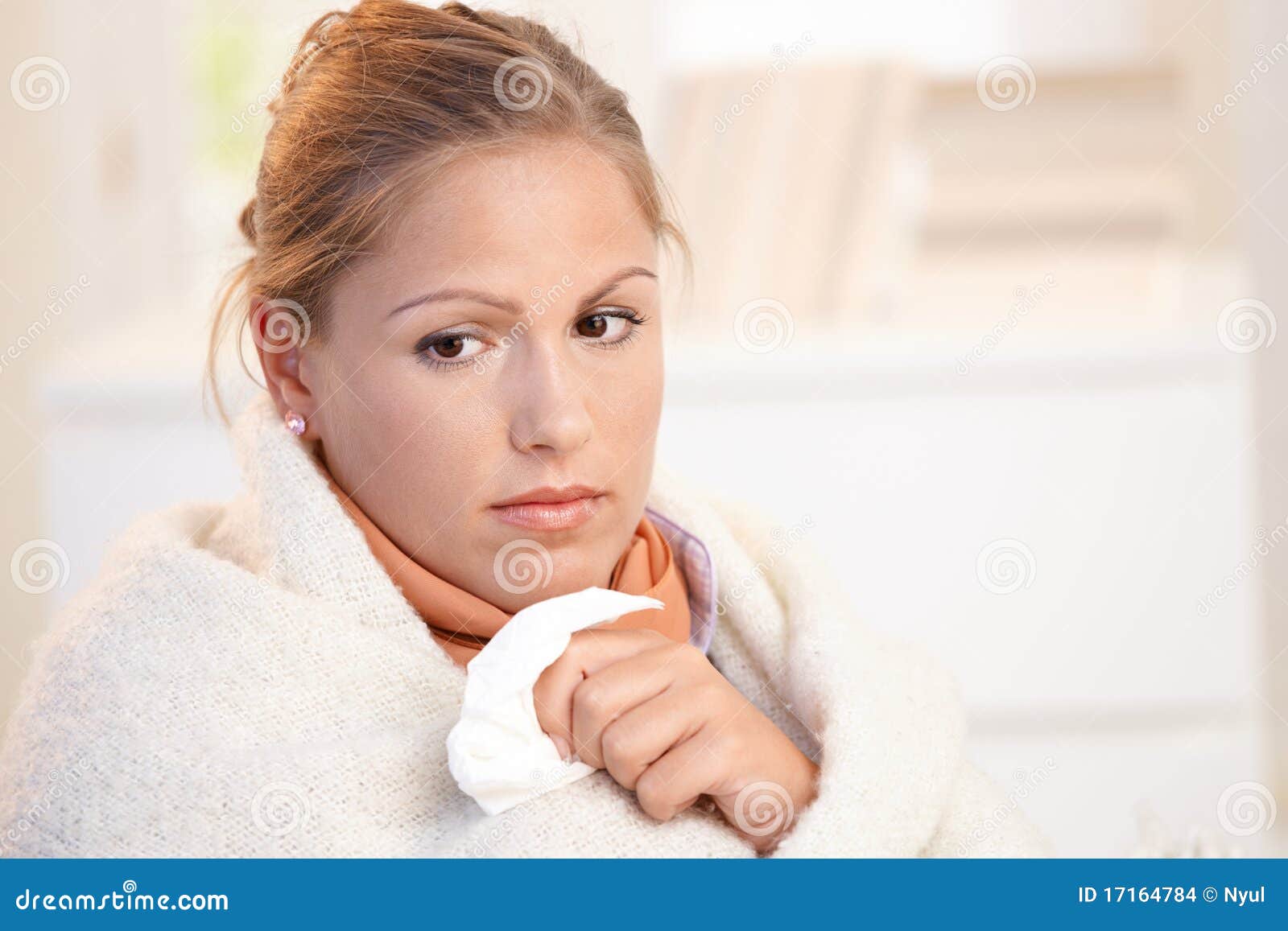 Portrait of Young Female Having Flu Feeling Bad Stock Photo - Image of ...