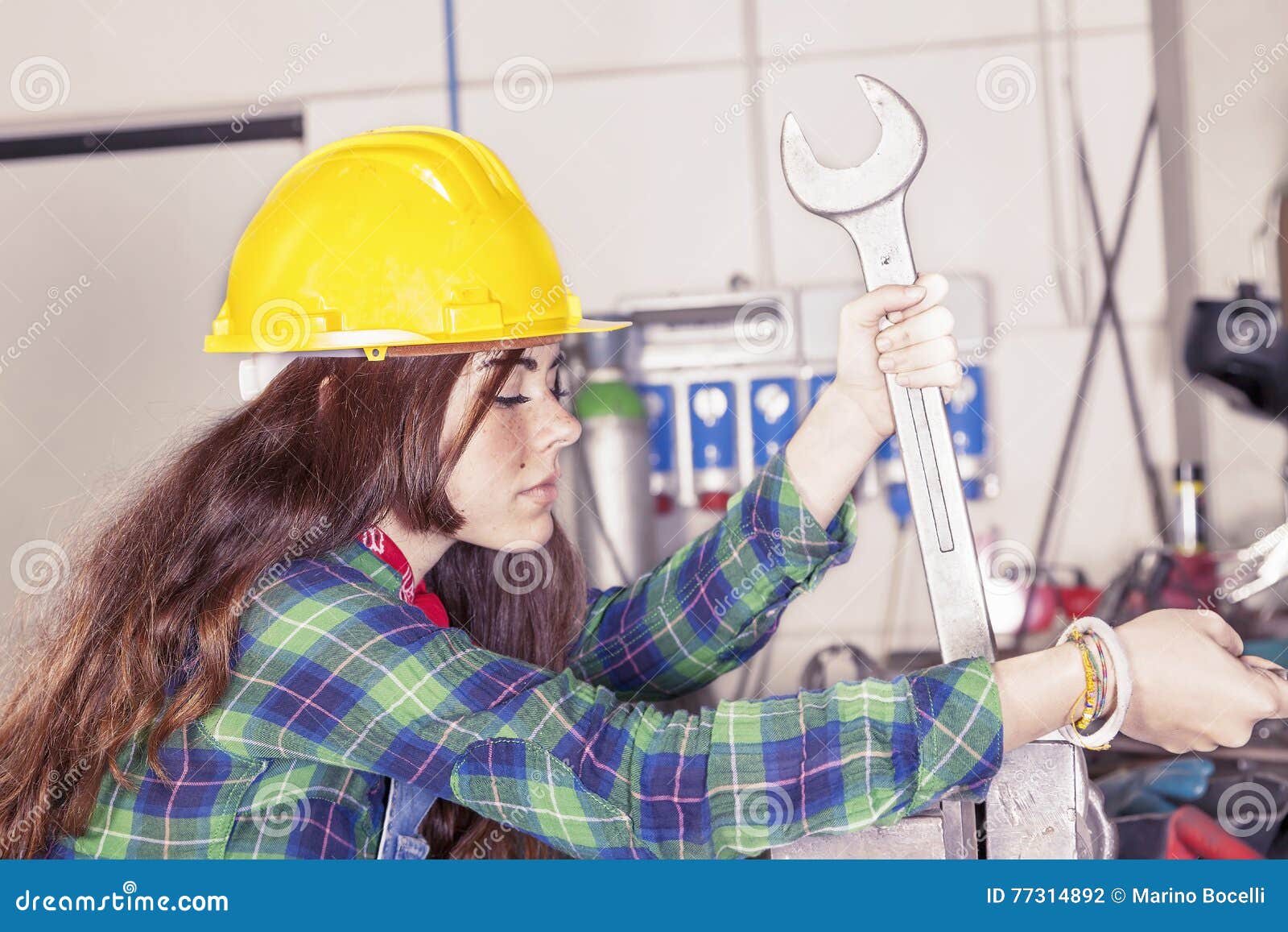 Portrait of Young Female Metalworker Stock Photo - Image of girl ...