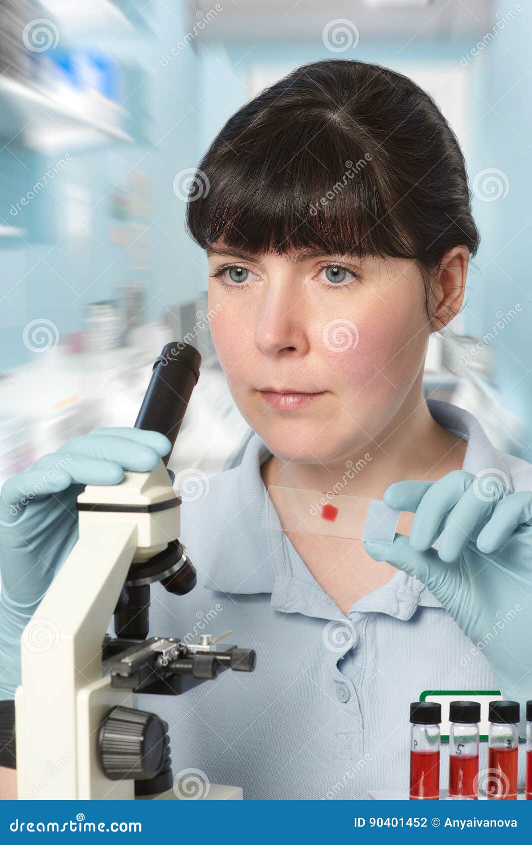 Portrait of a Young Female Microscopist Stock Photo - Image of ...