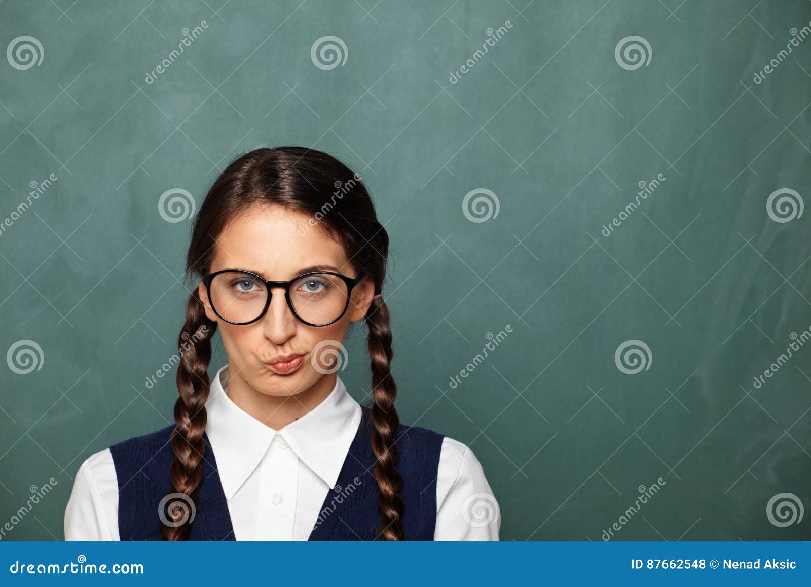 Portrait of Young Female Nerd Stock Photo - Image of space ...