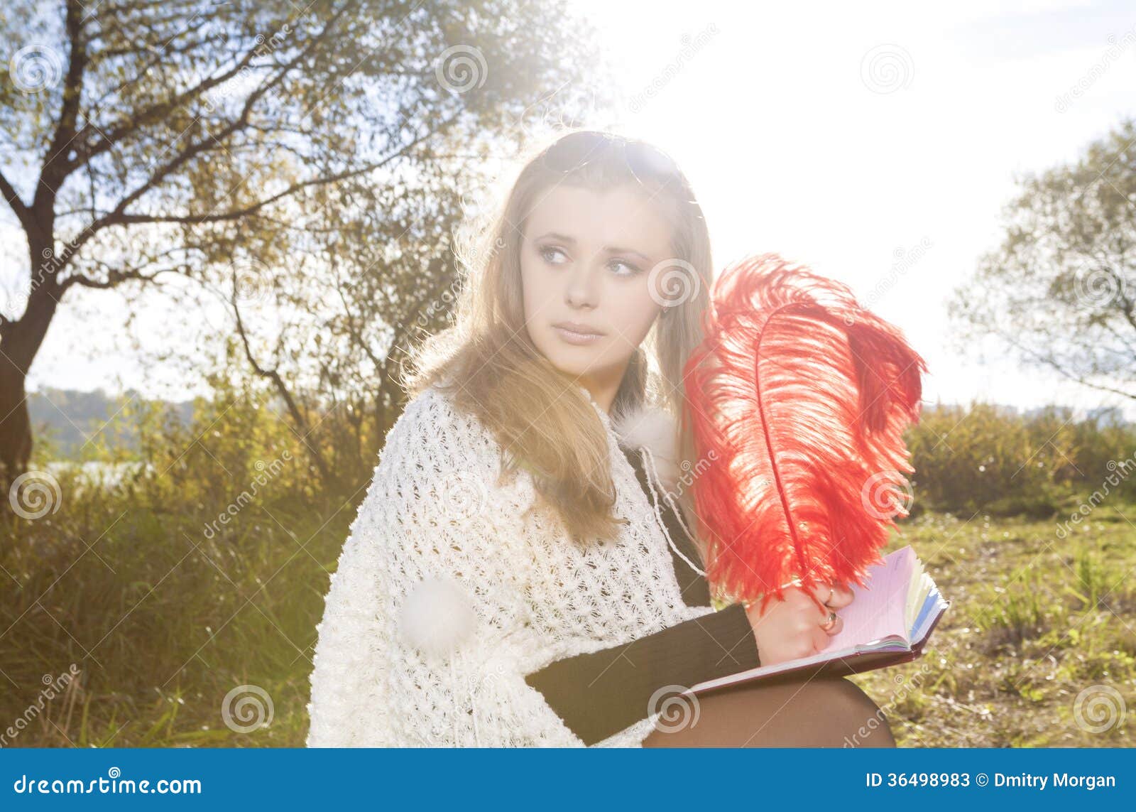 Portrait of Young Female Writer Stock Image - Image of carefree, girl ...