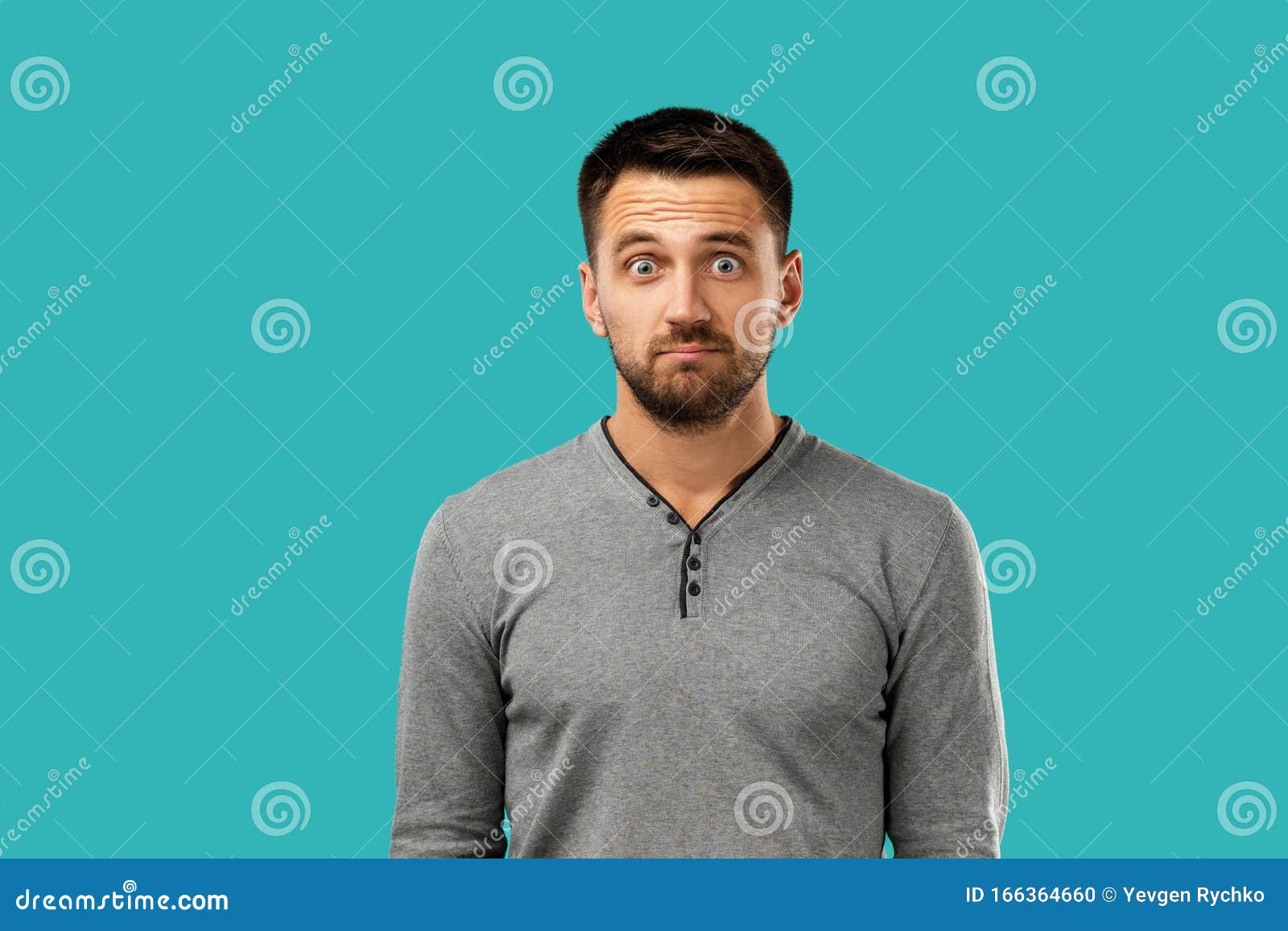 Portrait of Young Frowned Handsome Bearded Man Stock Photo - Image of ...