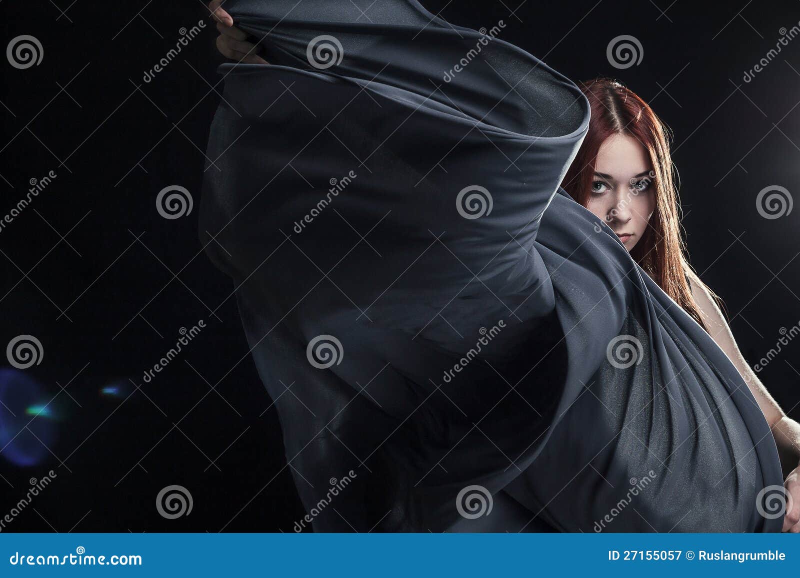 Portrait of Young Girl Dancing with Cloth Stock Image - Image of girl ...