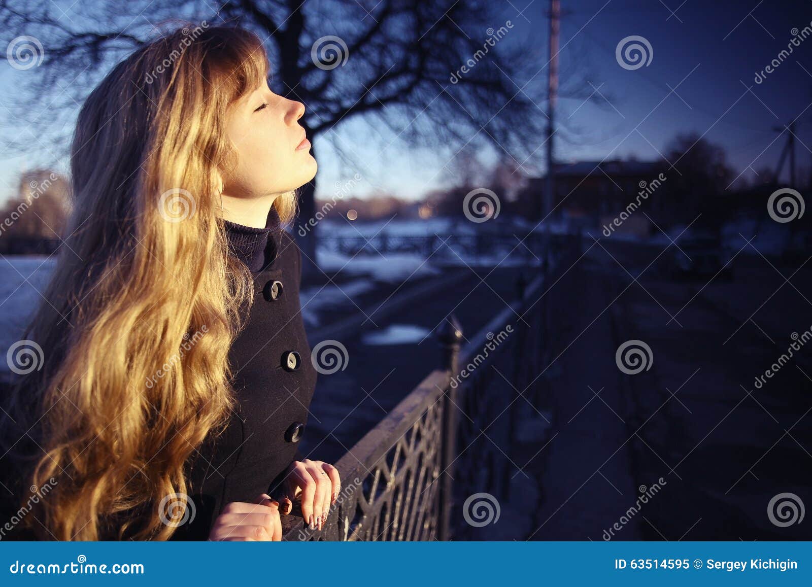 Portrait of a Young Girl at Evening Sun Stock Image - Image of rest ...
