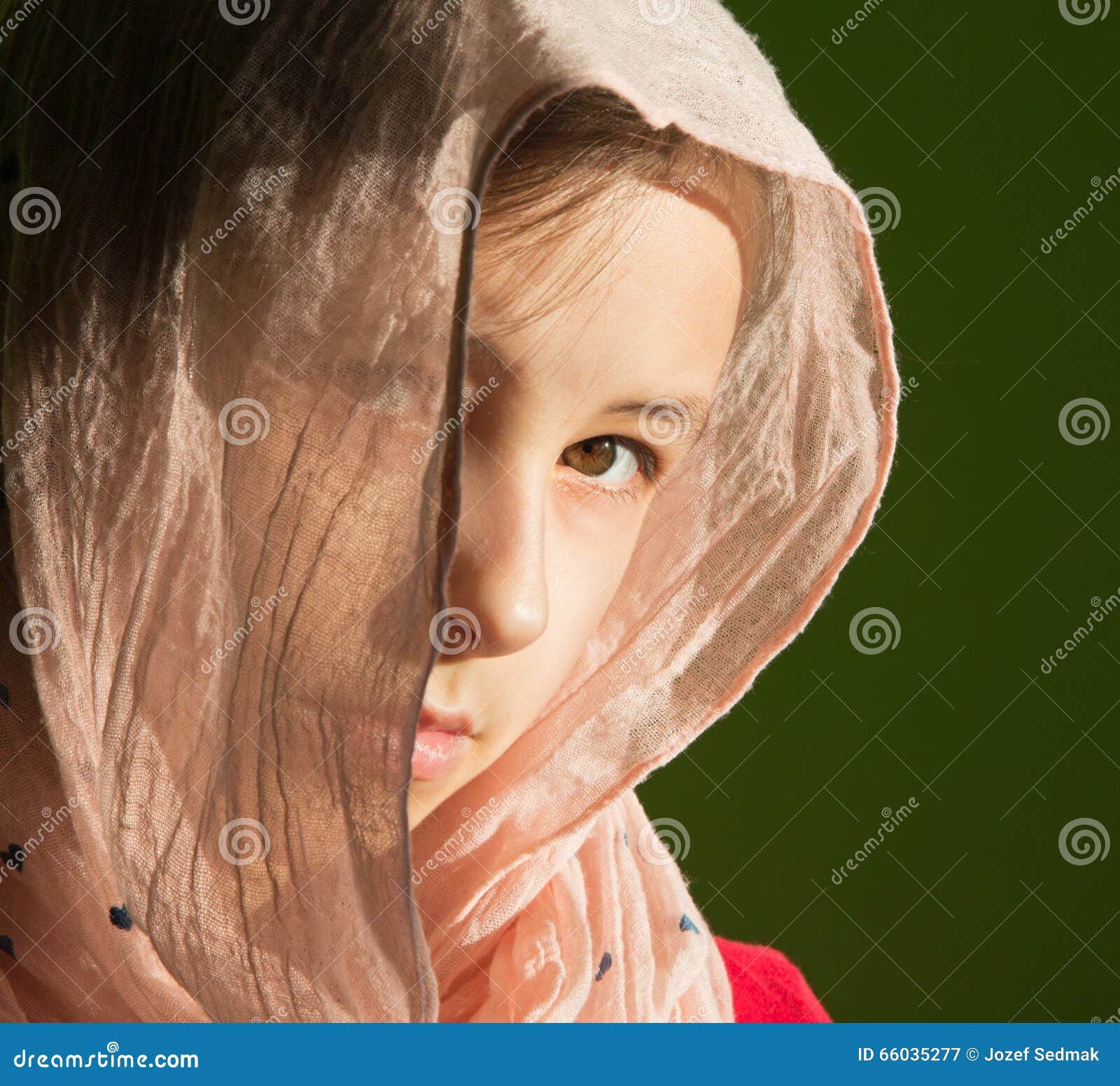 Portrait of Young Girl in the Headcloth Stock Image - Image of portrait ...