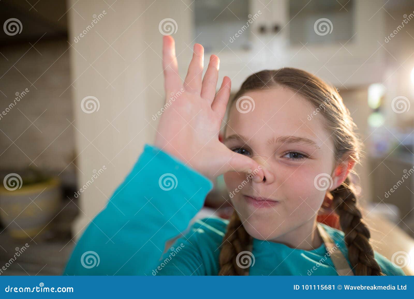 Young Girl Making Funny Faces at Home Stock Image - Image of living ...