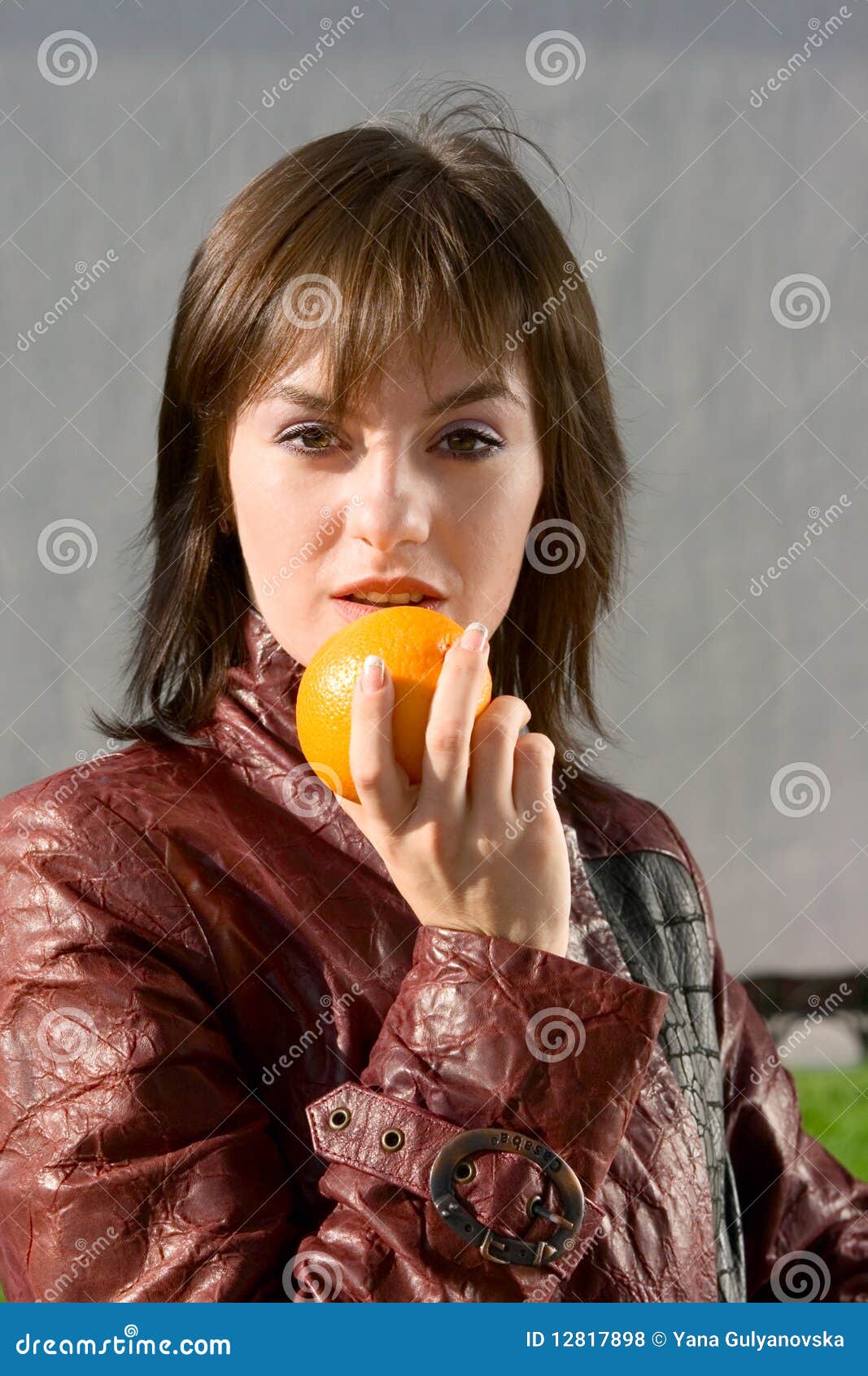 Portrait Young Girl with Orange Stock Photo - Image of fruit, happy ...