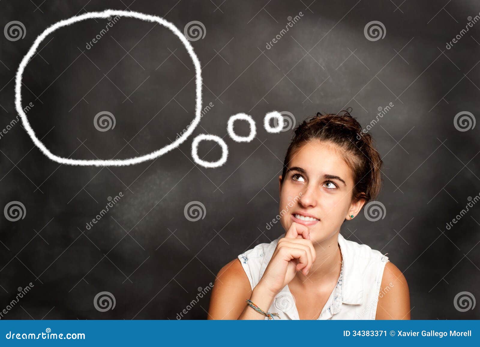 Portrait of Young Girl Thinking Stock Image - Image of happy, idea ...