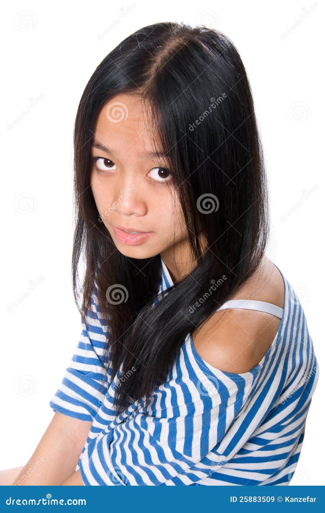Portrait of Young Girl on a White Background. Stock Image - Image of ...