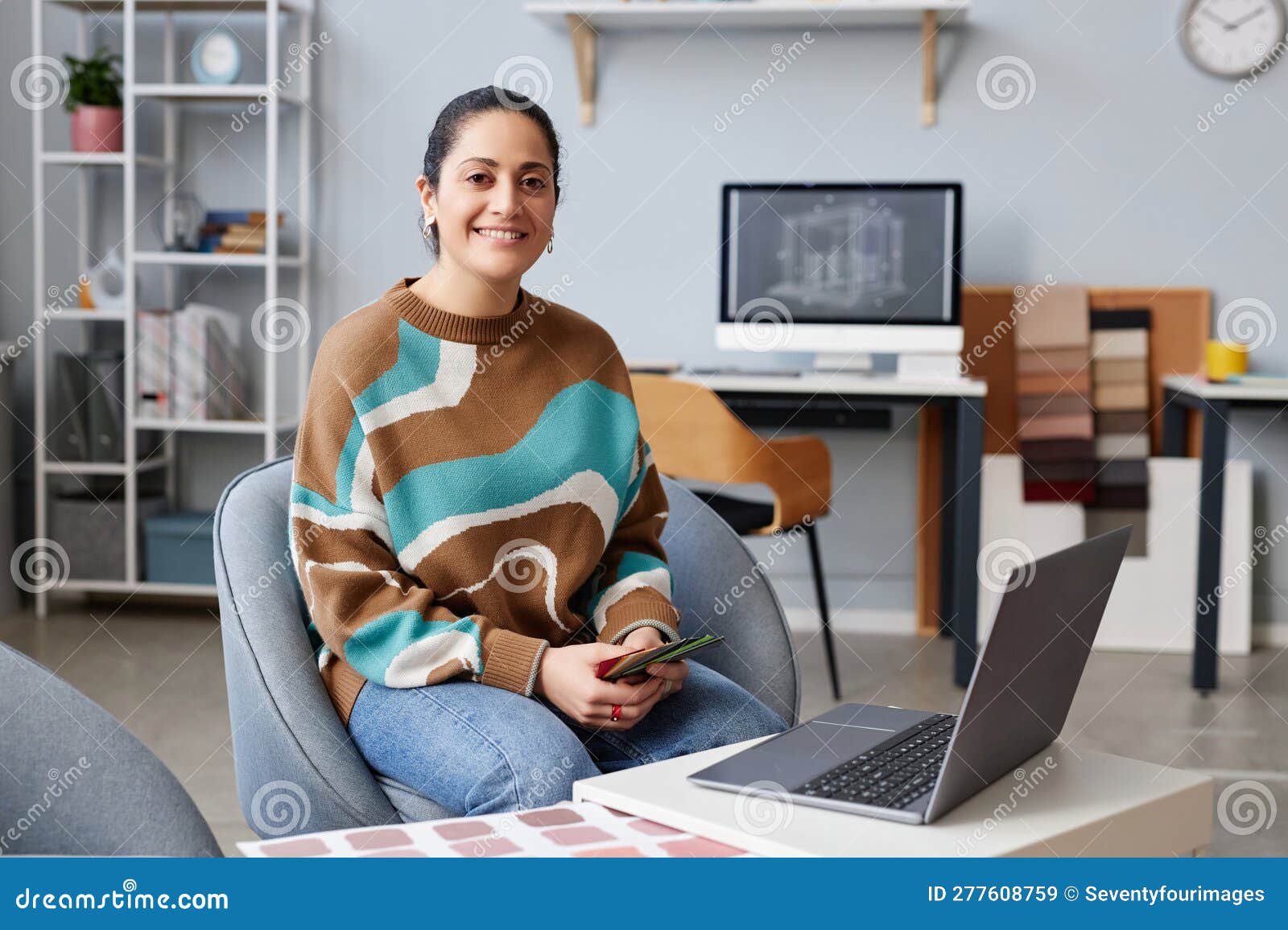 Graphic Designer Working on Computer in Office Stock Image - Image of ...