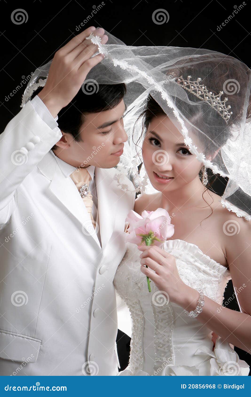 Portrait of Young Groom Looking To His Bride Stock Photo - Image of ...