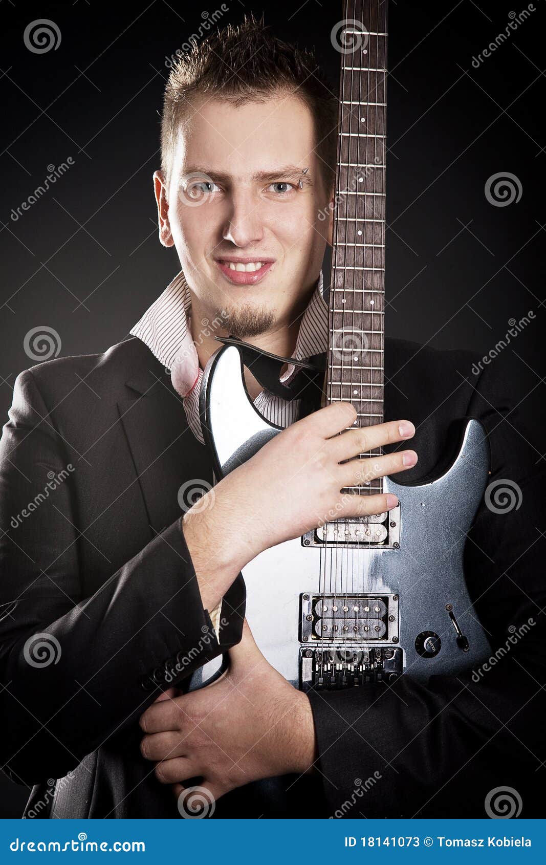 Portrait of Young Guitarist Stock Image - Image of electric, guitar ...