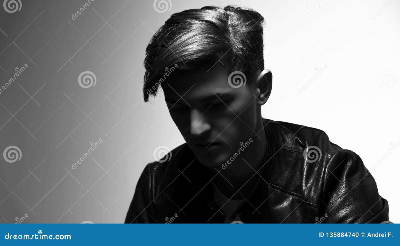 Portrait of Young Guy with Face in Shadow Stock Photo - Image of ...