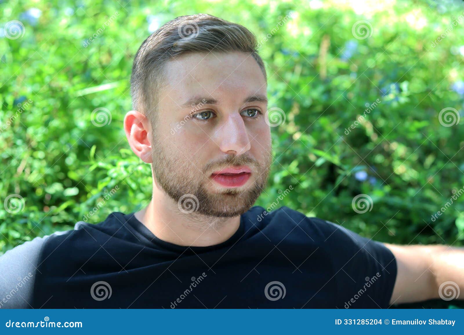 Portrait: Young Guy Looking Forward Stock Photo - Image of person, city ...