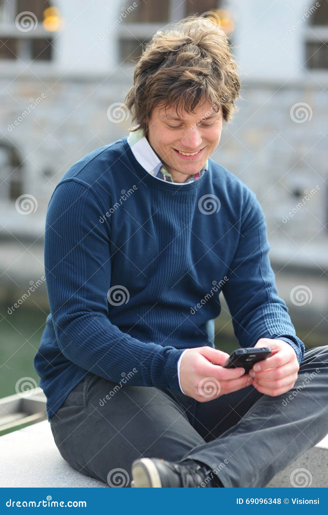Portrait of Young Guy Sending Message Stock Photo - Image of cellphone ...