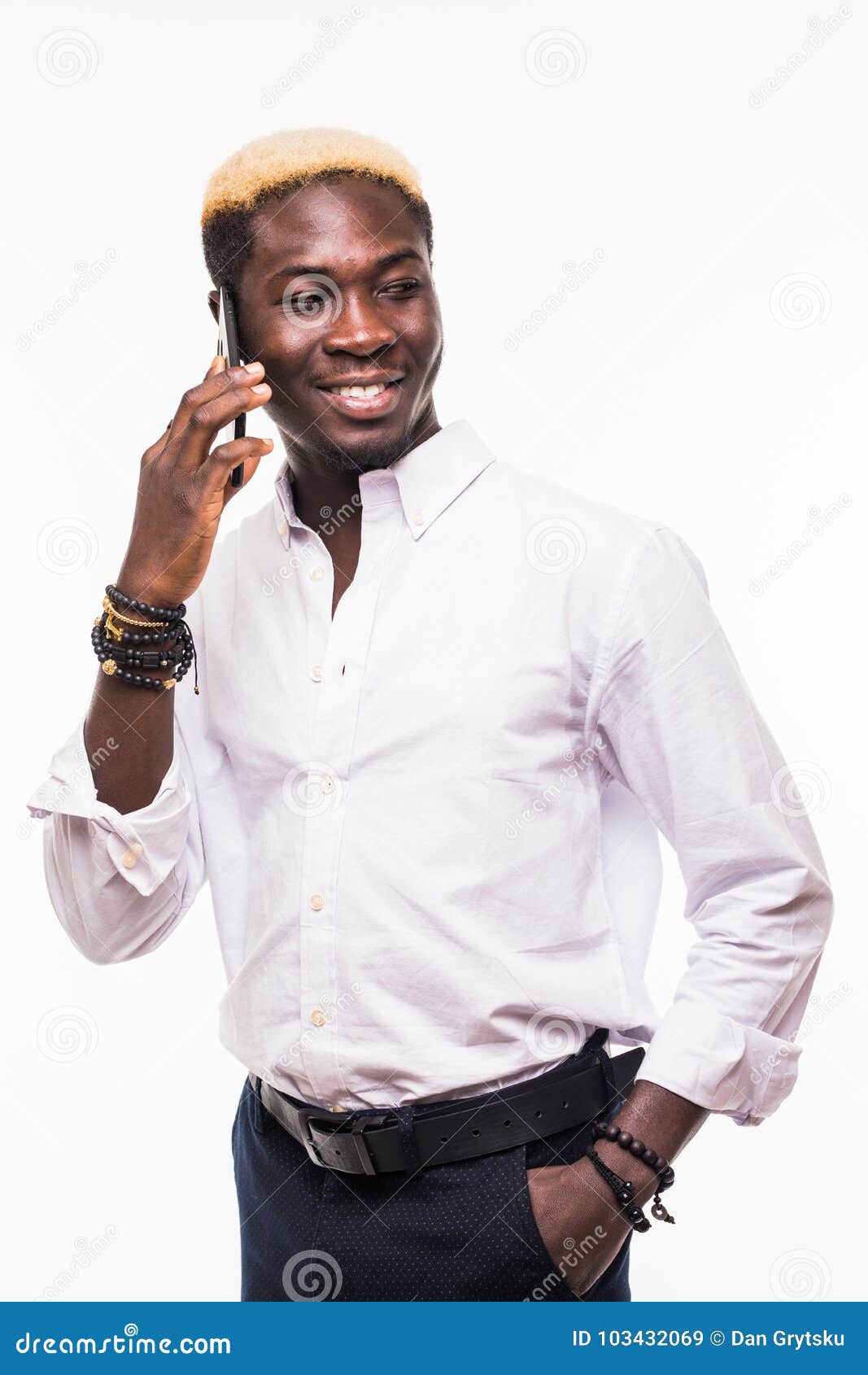 Isolated Portrait Of A Young And Handsome African American Man Wearing