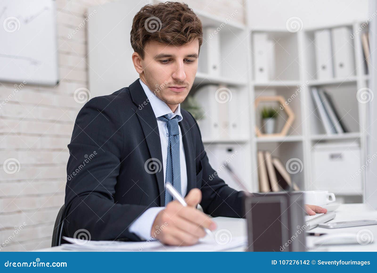 Successful Businessman Working in Office Stock Photo - Image of manager ...