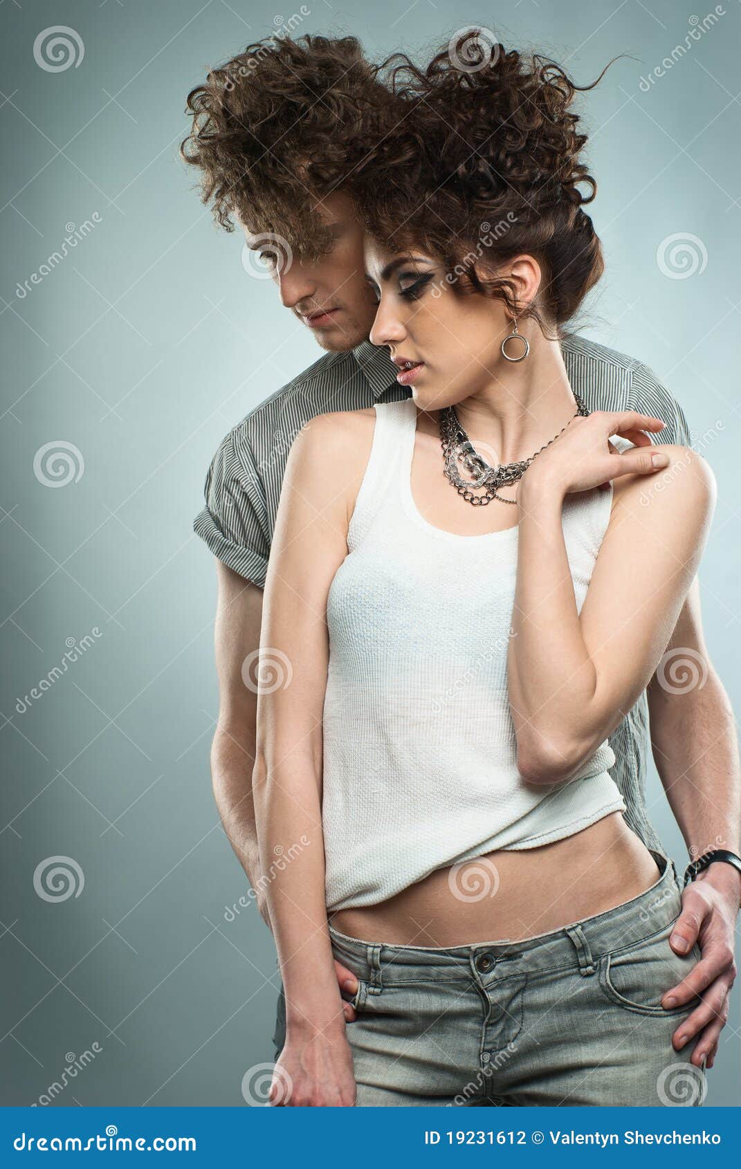 Portrait of a Young Handsome Couple Stock Photo - Image of cheerful ...