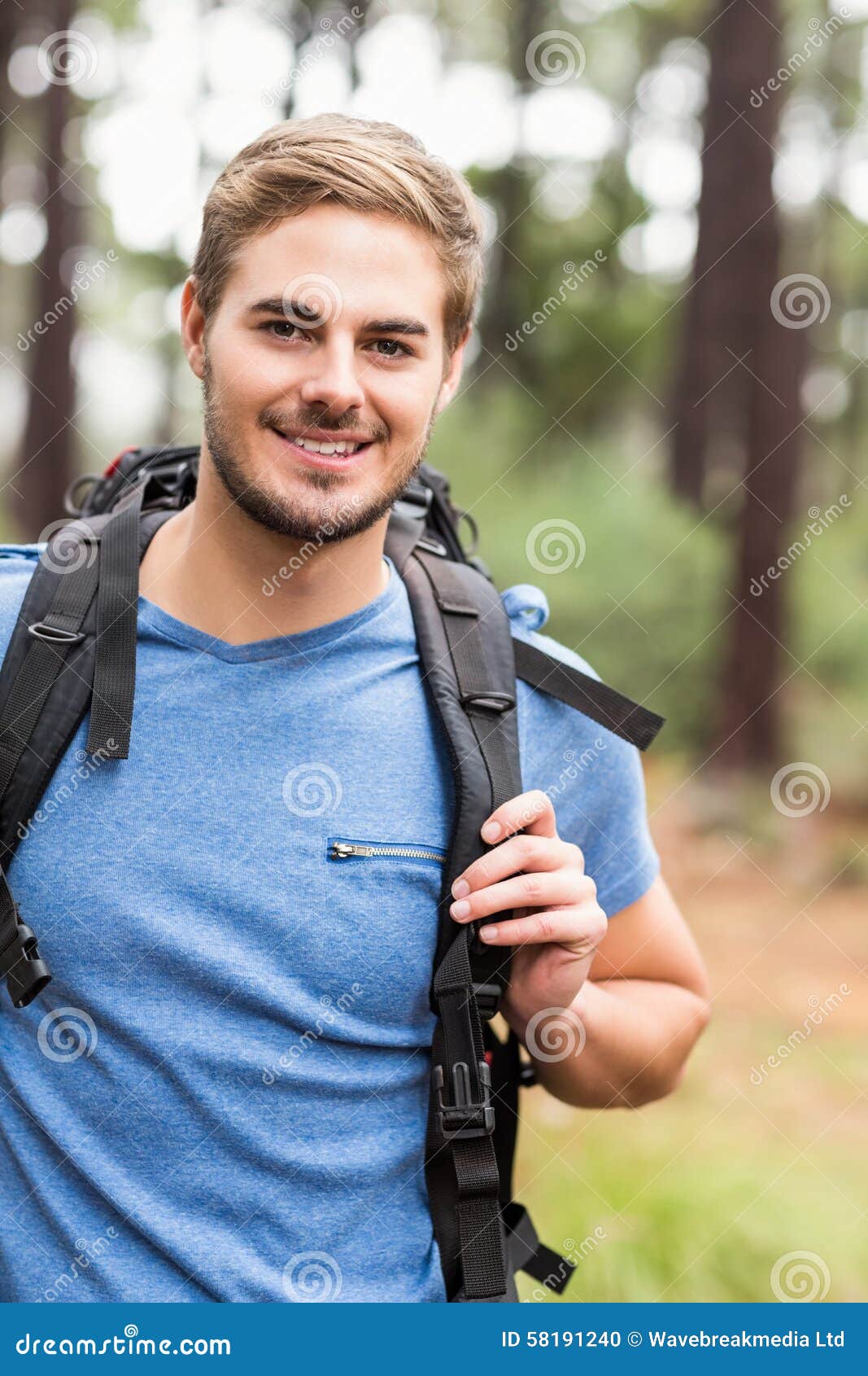 Portrait of a Young Handsome Hiker Stock Photo - Image of green, nature ...