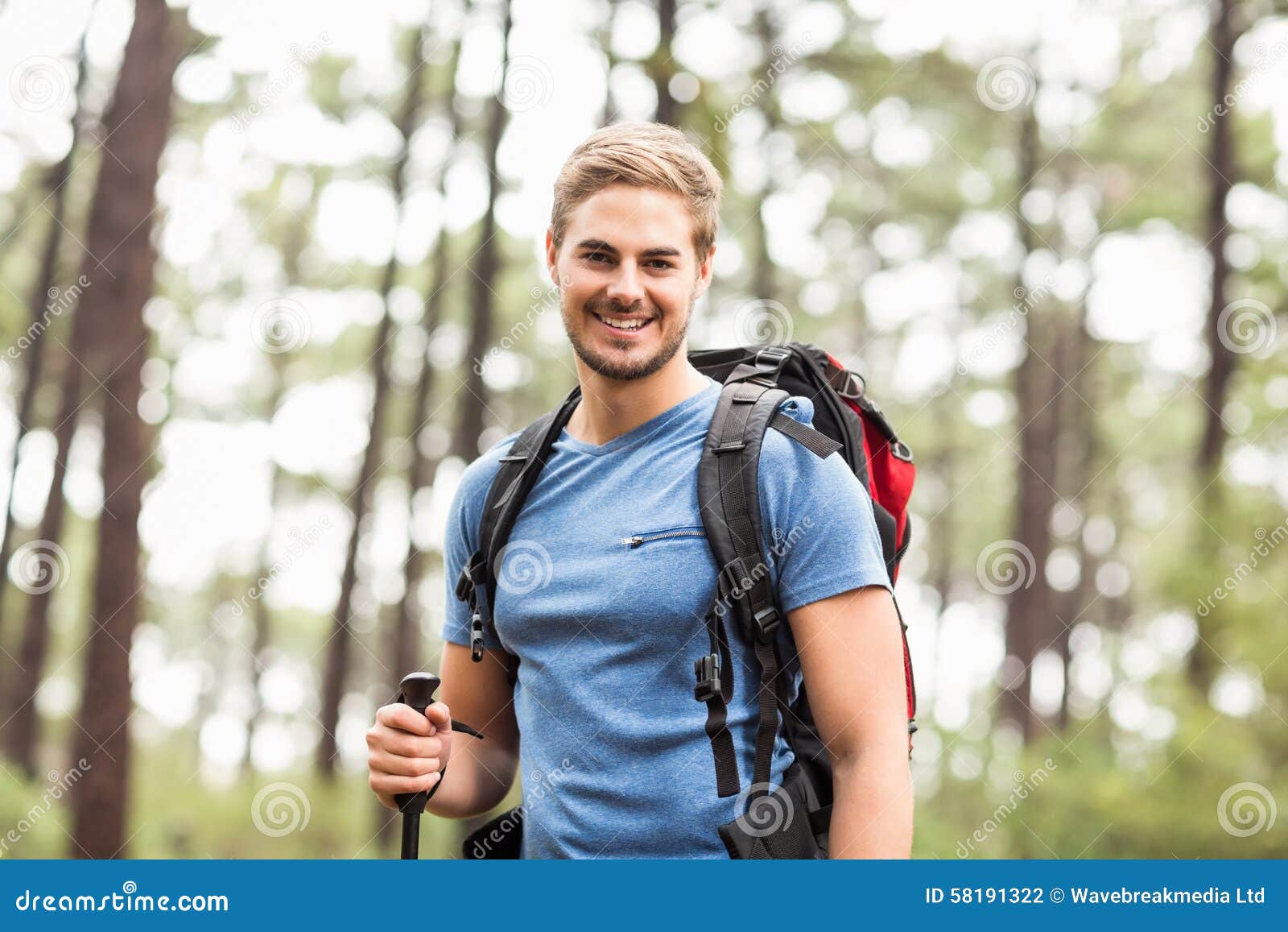 Portrait of a Young Handsome Hiker Stock Photo - Image of adventuring ...
