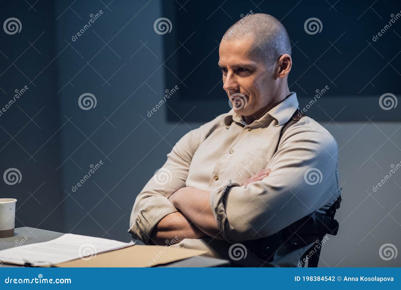 Portrait of a Young Handsome Investigator in the Interrogation Room ...