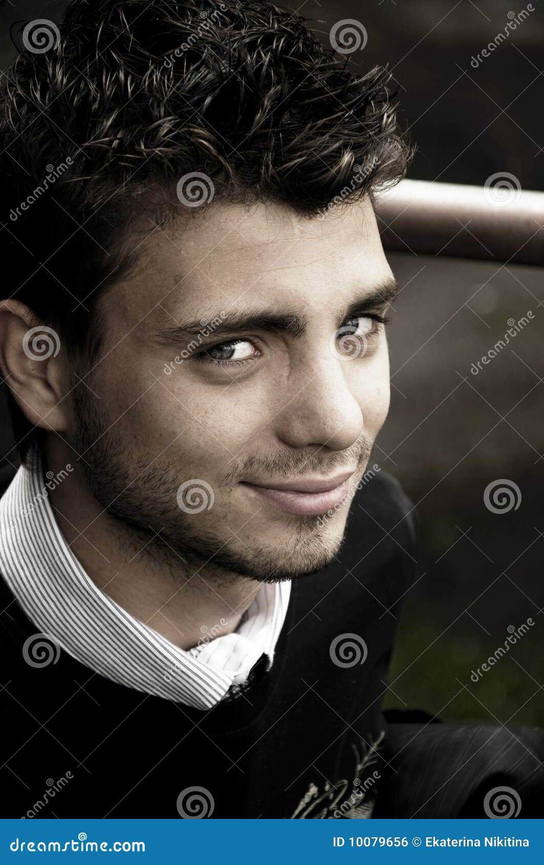 Portrait Young Handsome Man with Blue Eyes Stock Photo - Image of ...
