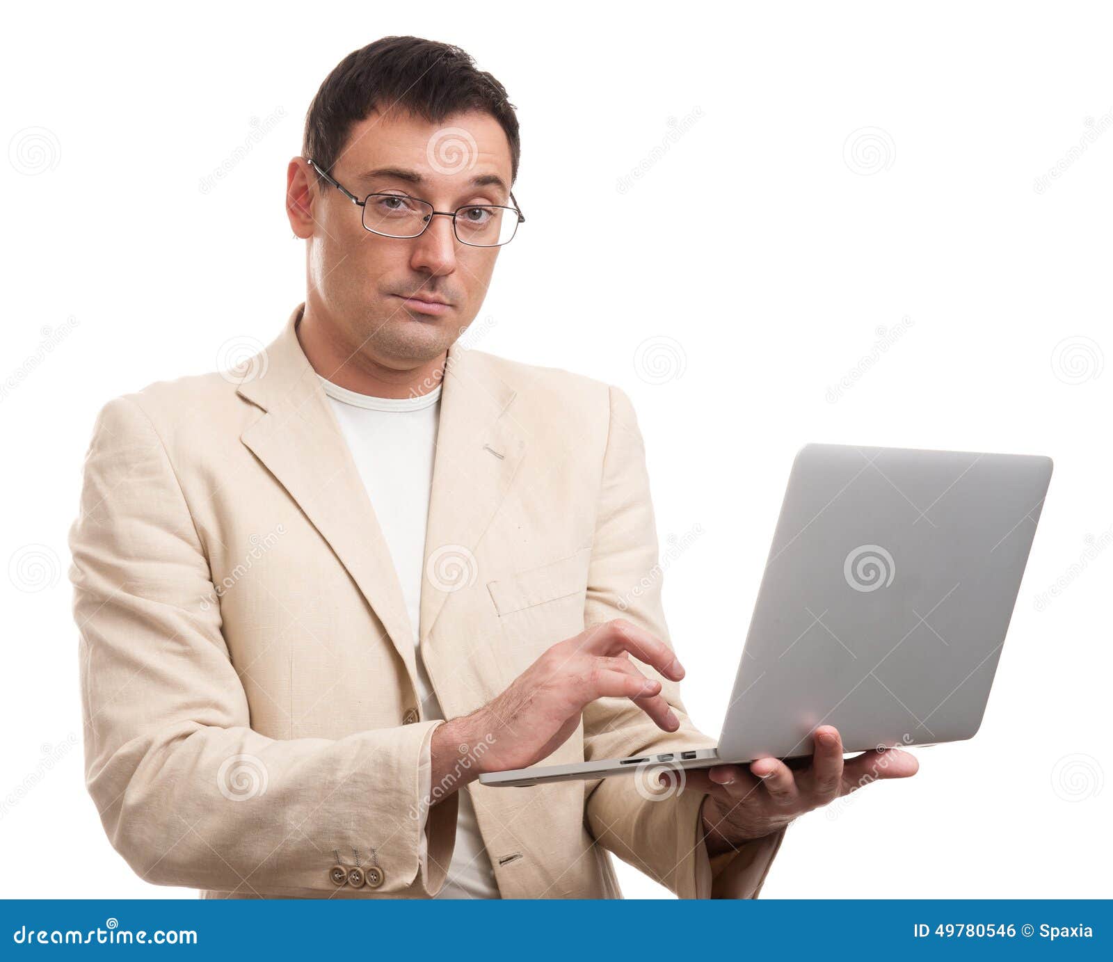 Portrait of Young Handsome Man with Laptop Stock Photo - Image of ...