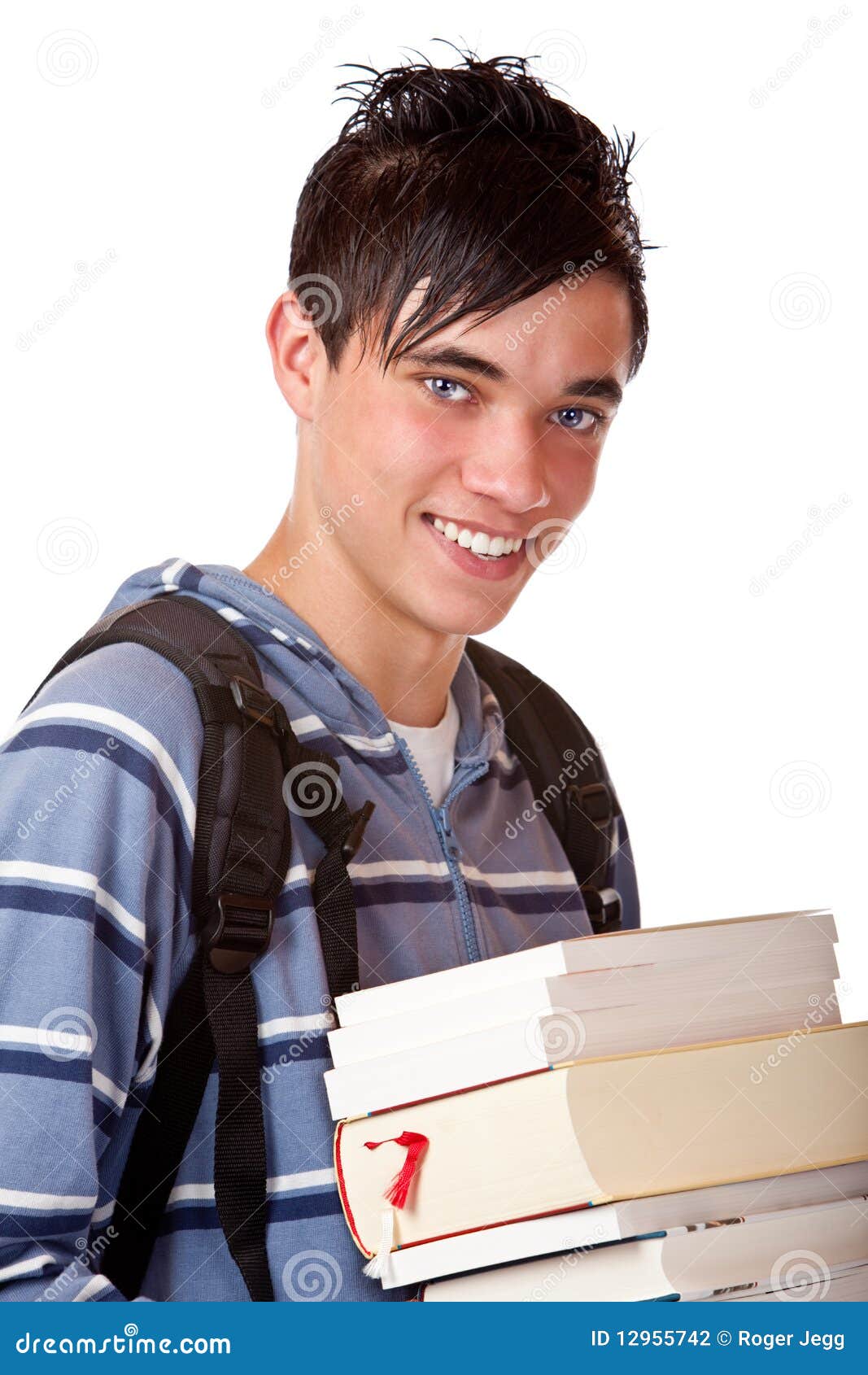Portrait of Young Handsome Student Holding Books Stock Photo - Image of ...