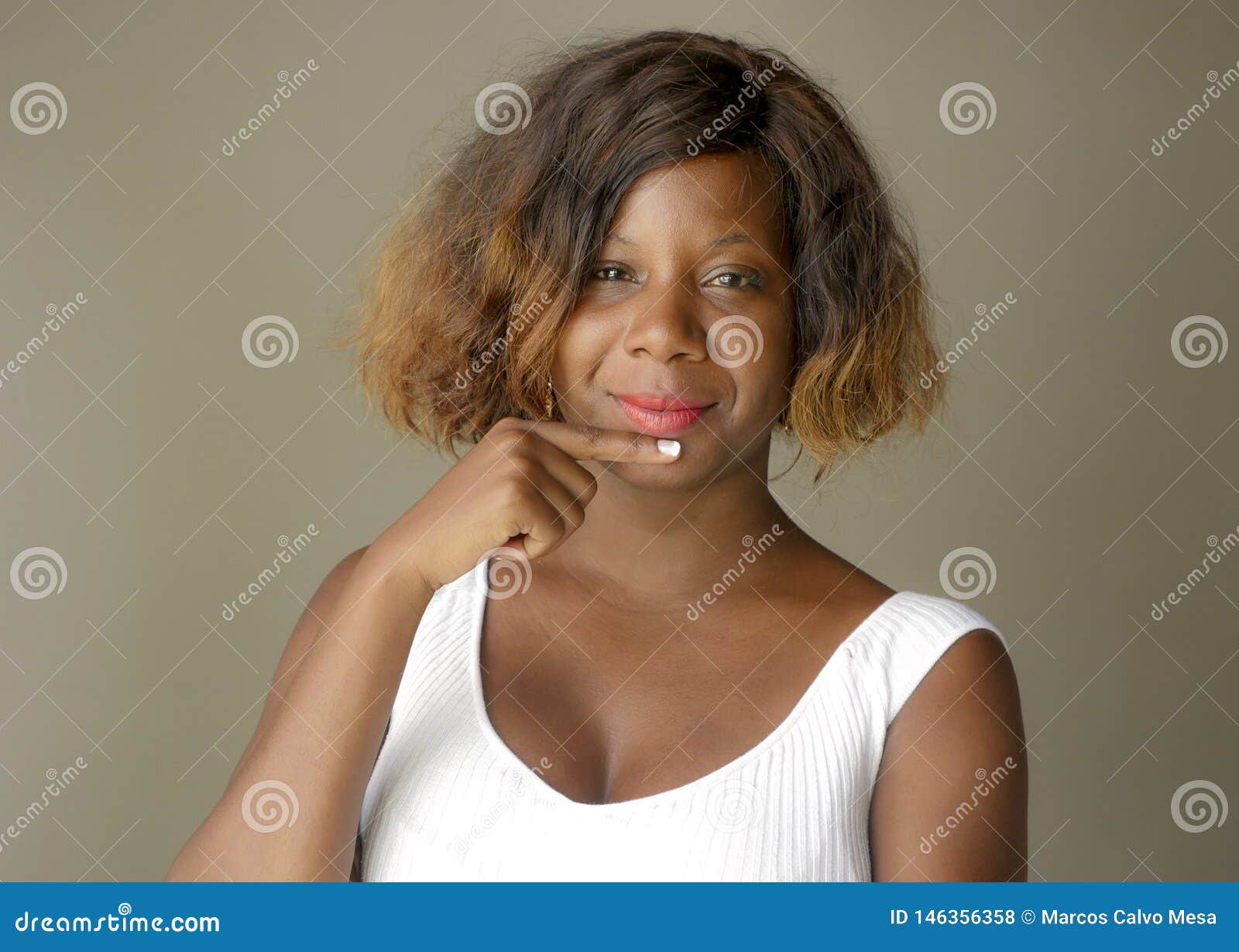 Portrait Of Young Happy And Beautiful Black African American Woman