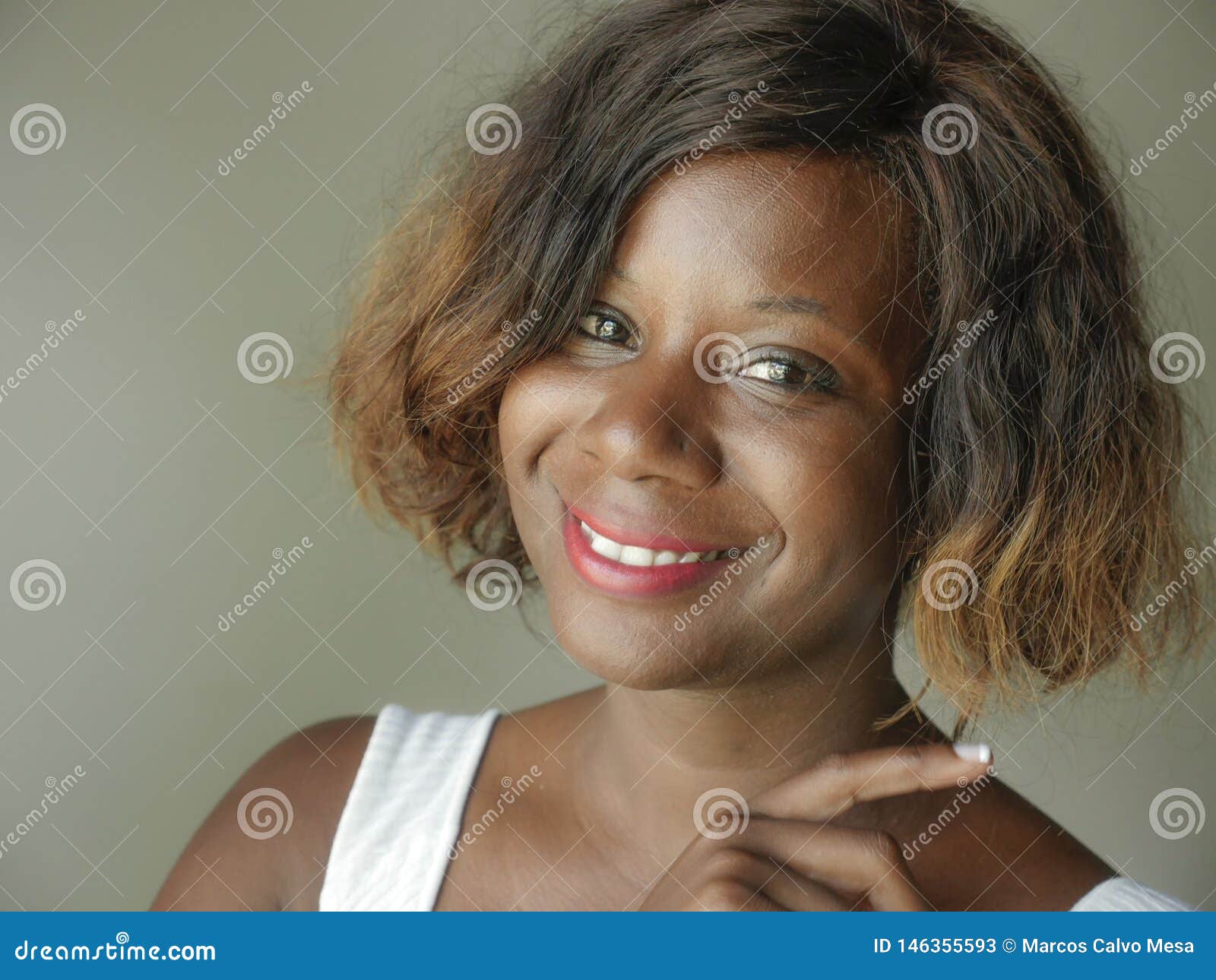 Portrait Of Young Happy And Beautiful Black African American Woman