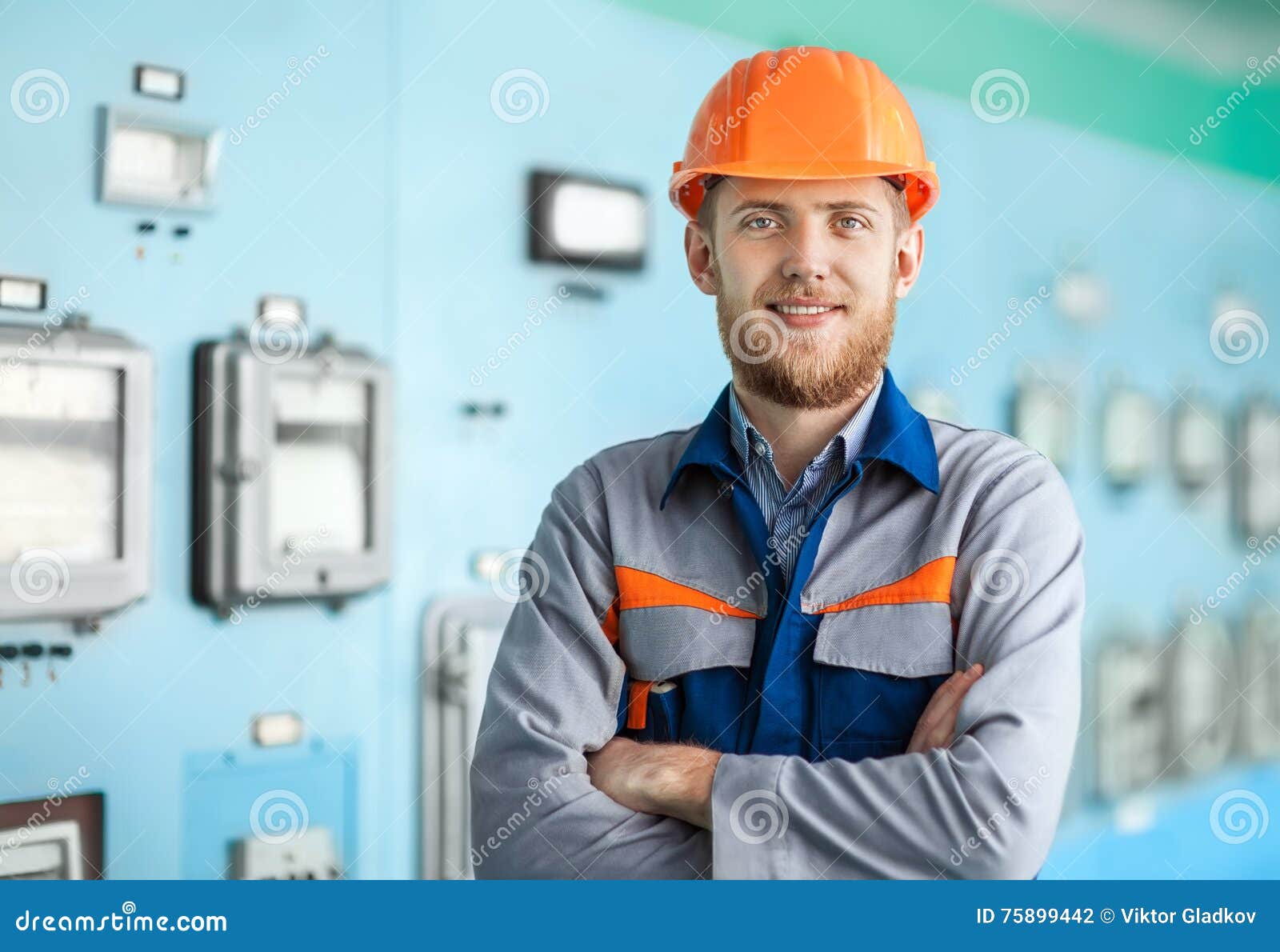 Portrait of Young Happy Engineer at Control Room Stock Photo - Image of ...