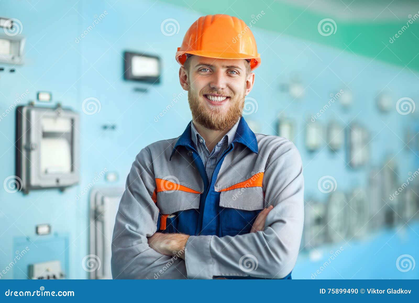 Portrait of Young Happy Engineer at Control Room Stock Photo - Image of ...