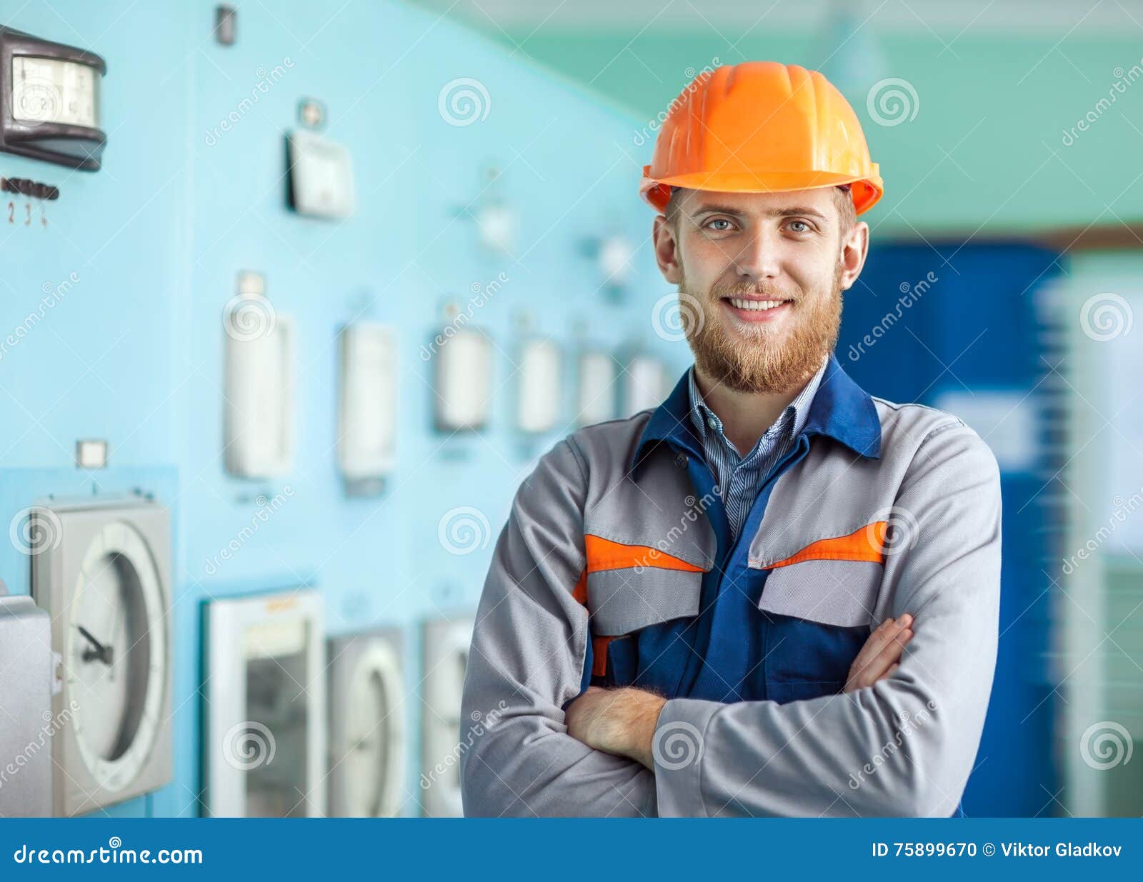 Portrait of Young Happy Engineer at Control Room Stock Photo - Image of ...