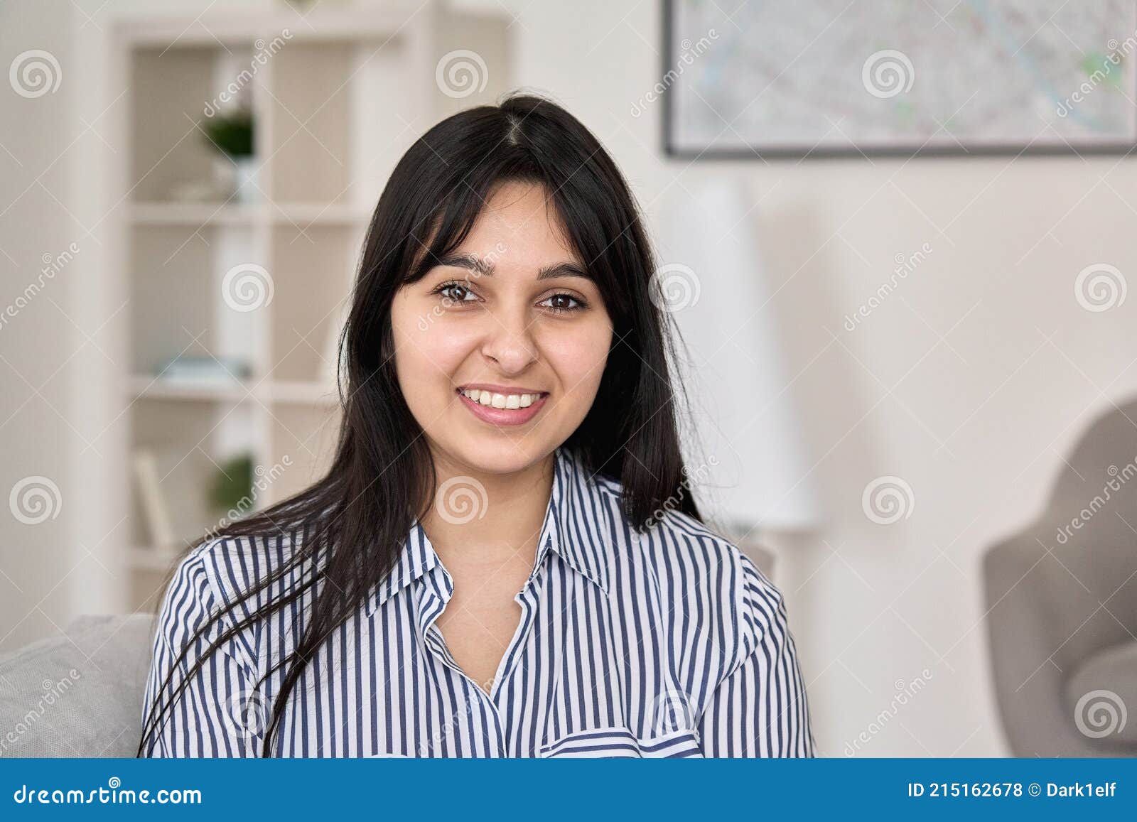 Portrait of Young Happy Indian Woman Looking at Camera at Home Office ... Portrait of Young Happy Indian Woman Looking at Camera at Home Office ...