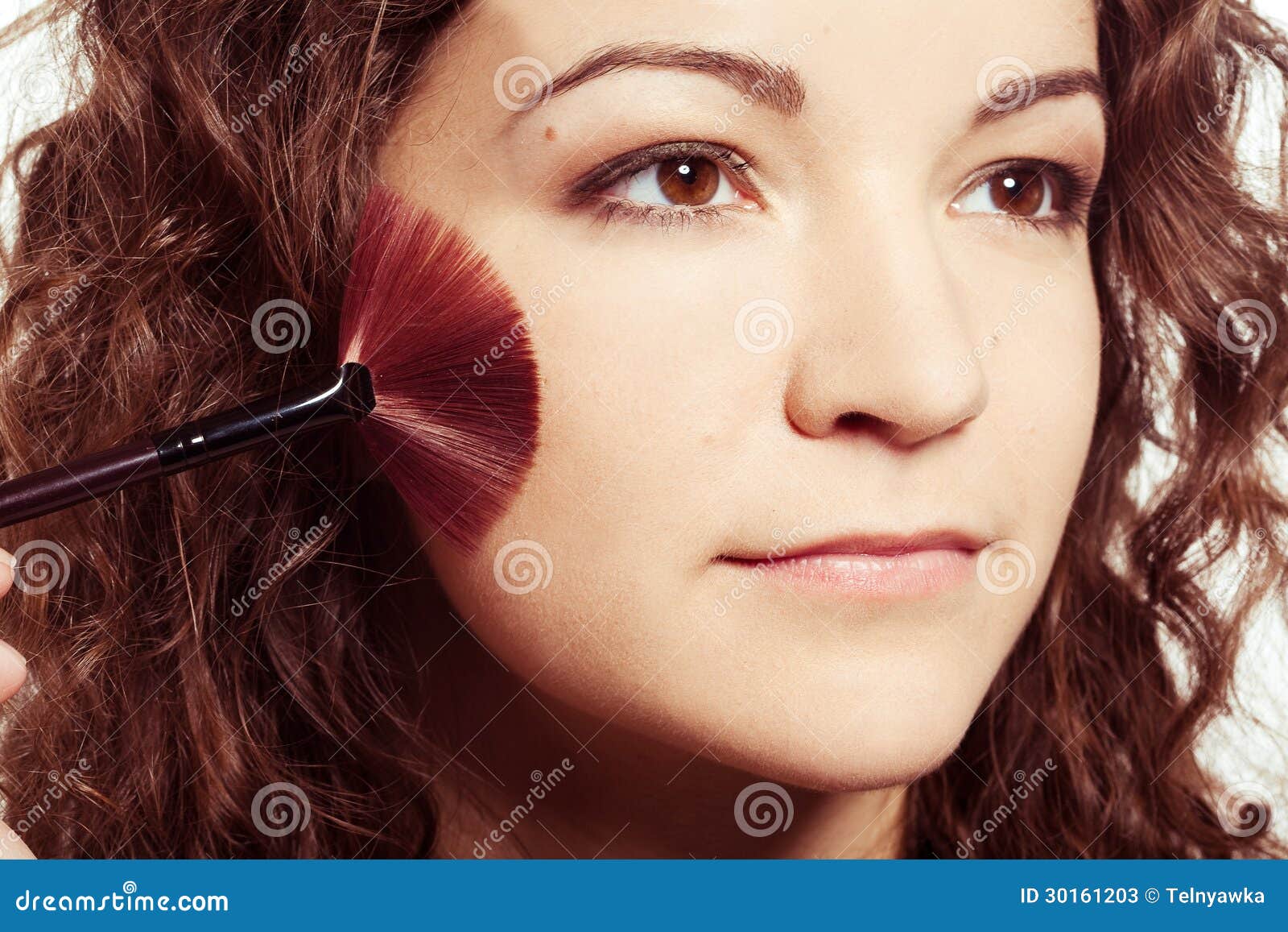 Portrait of Smiling Woman with Make Up Tools Stock Image - Image of ...