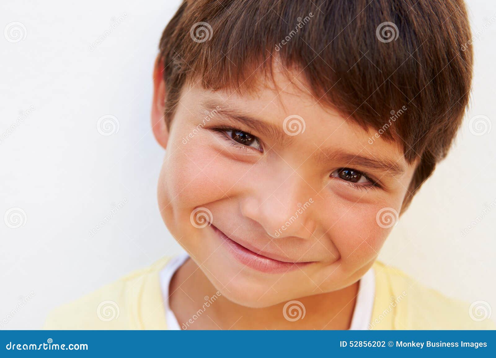 Portrait of Young Hispanic Boy Standing by Wall Stock Photo - Image of ...
