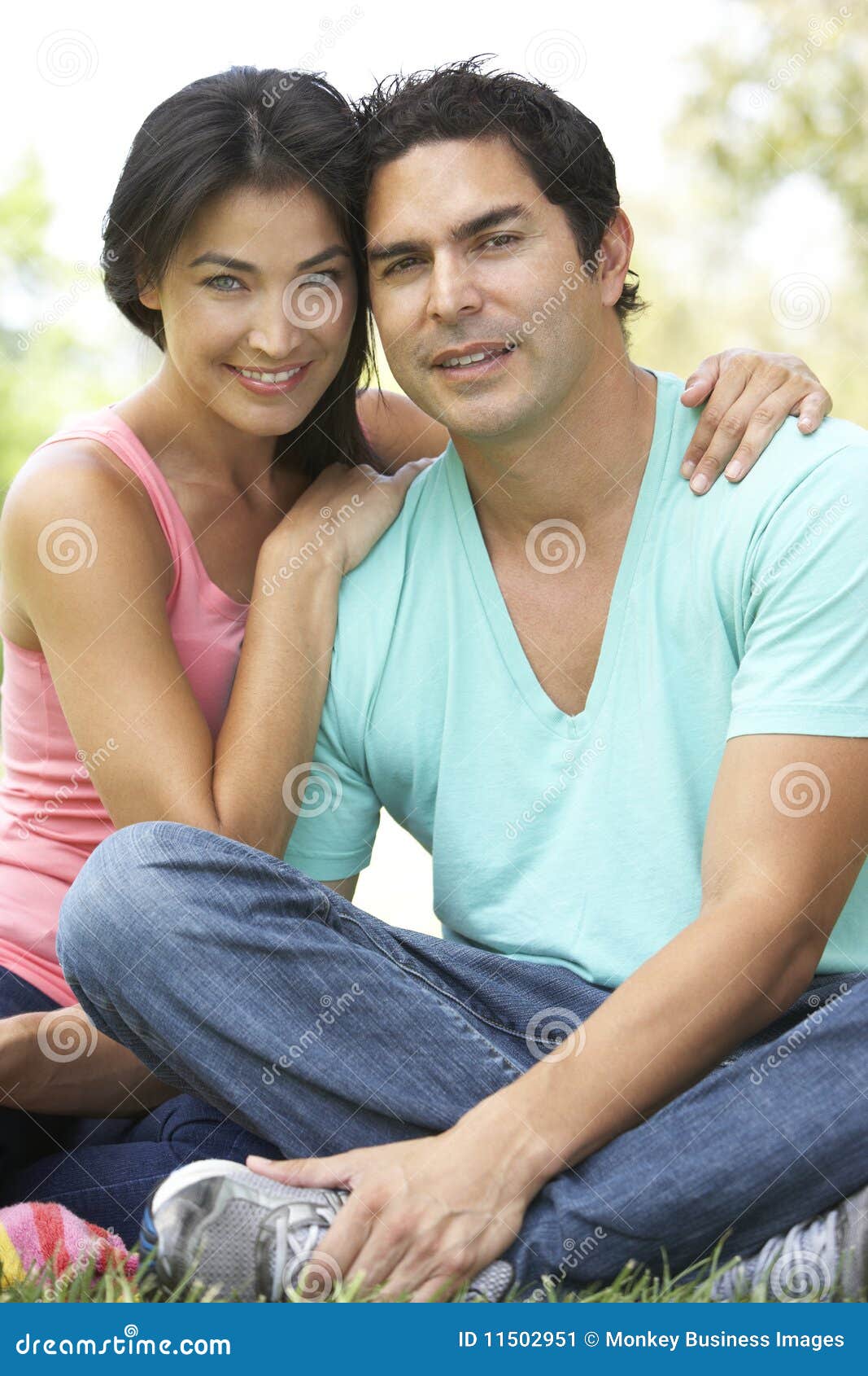 Portrait of Young Hispanic Couple in Park Stock Image - Image of ...