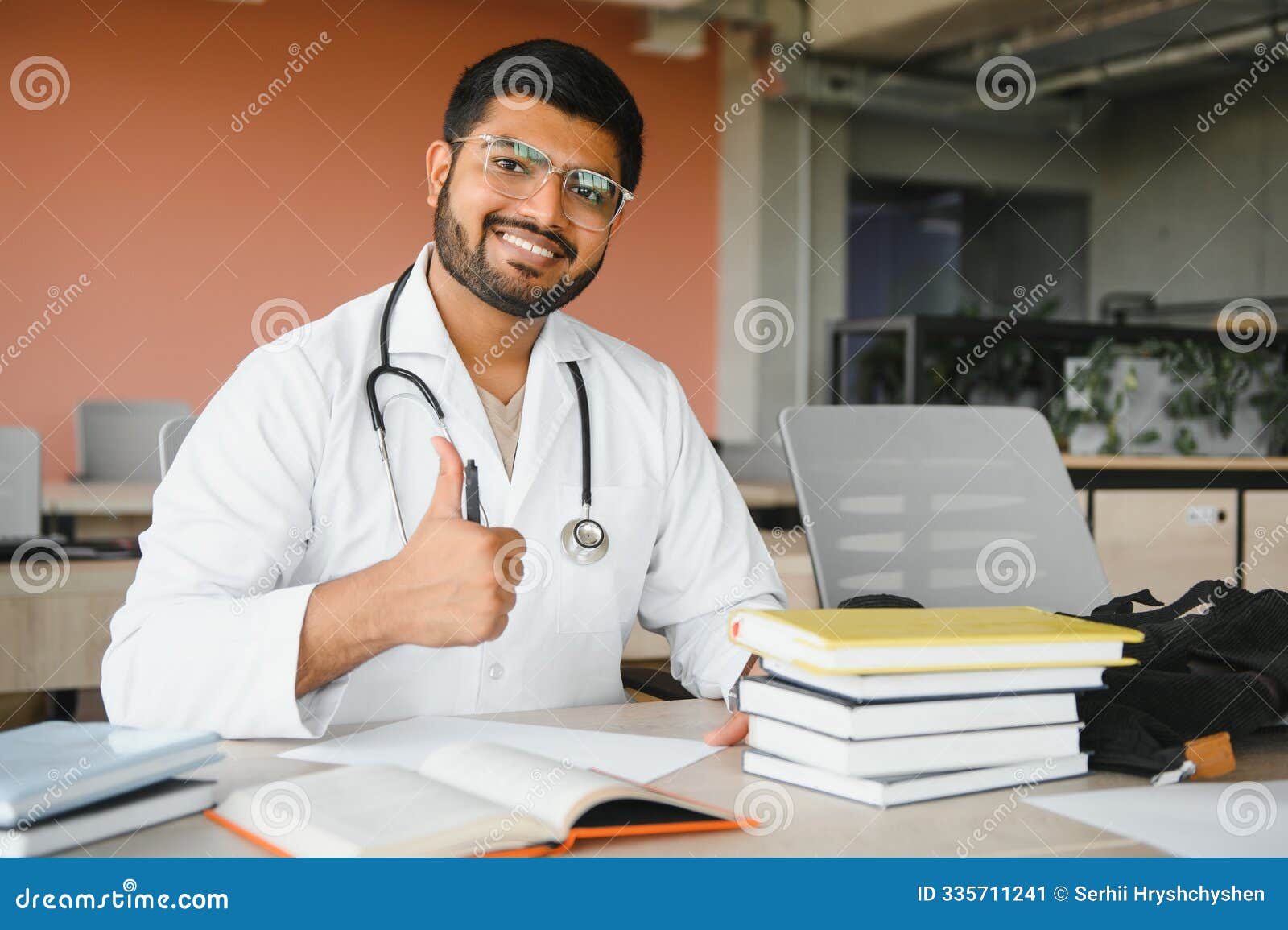 Portrait of a Young Indian Doctor Student Studying Stock Image - Image ...