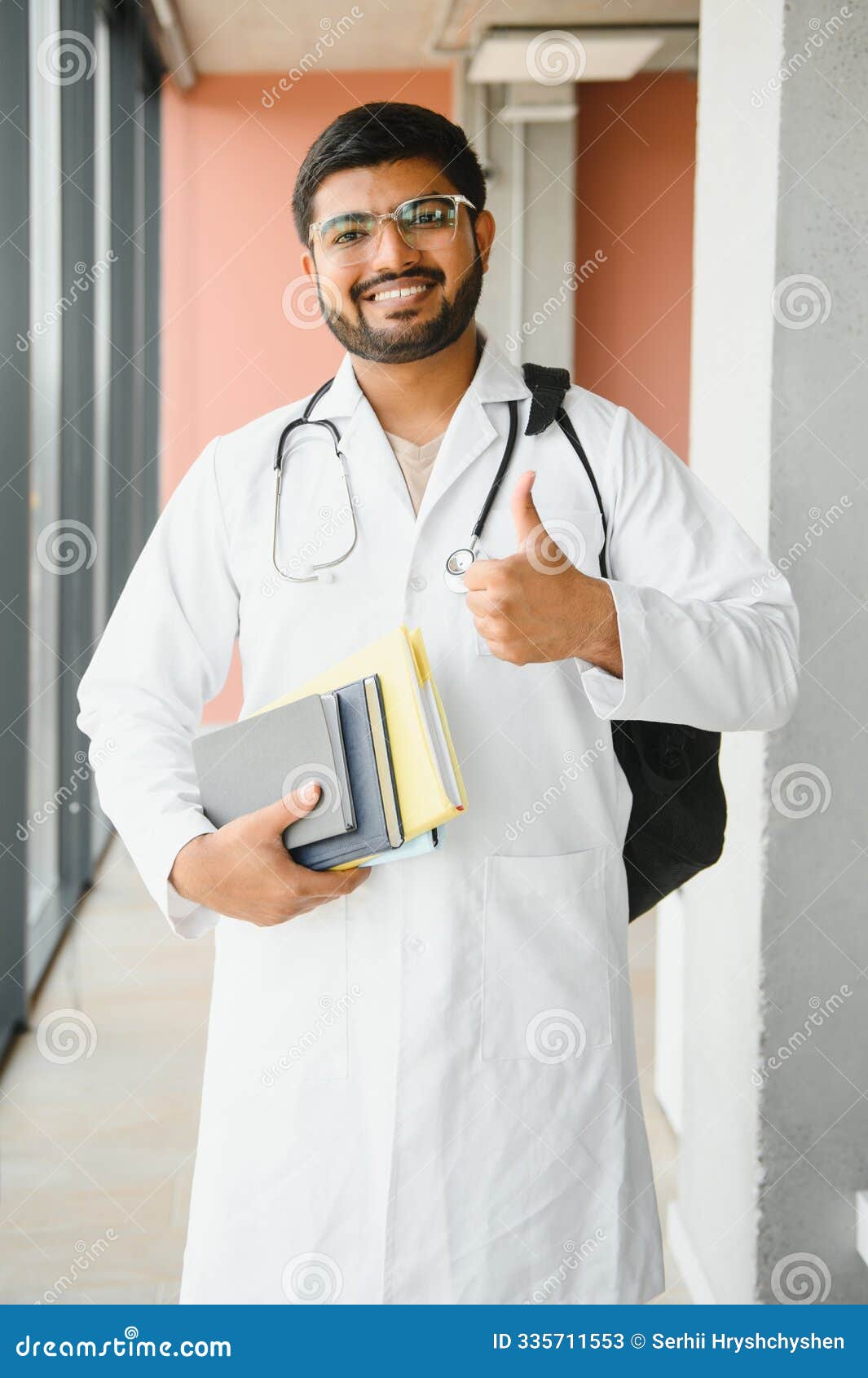 Portrait of a Young Indian Doctor Student Studying Stock Image - Image ...