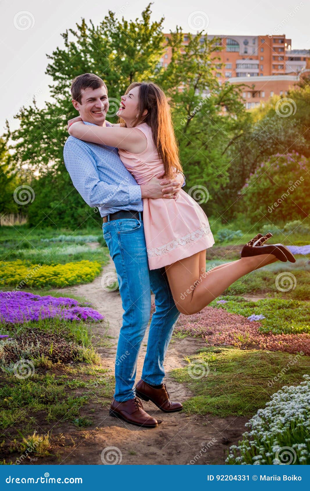 Portrait of Young Love Couple in the Forest Stock Image - Image of ...