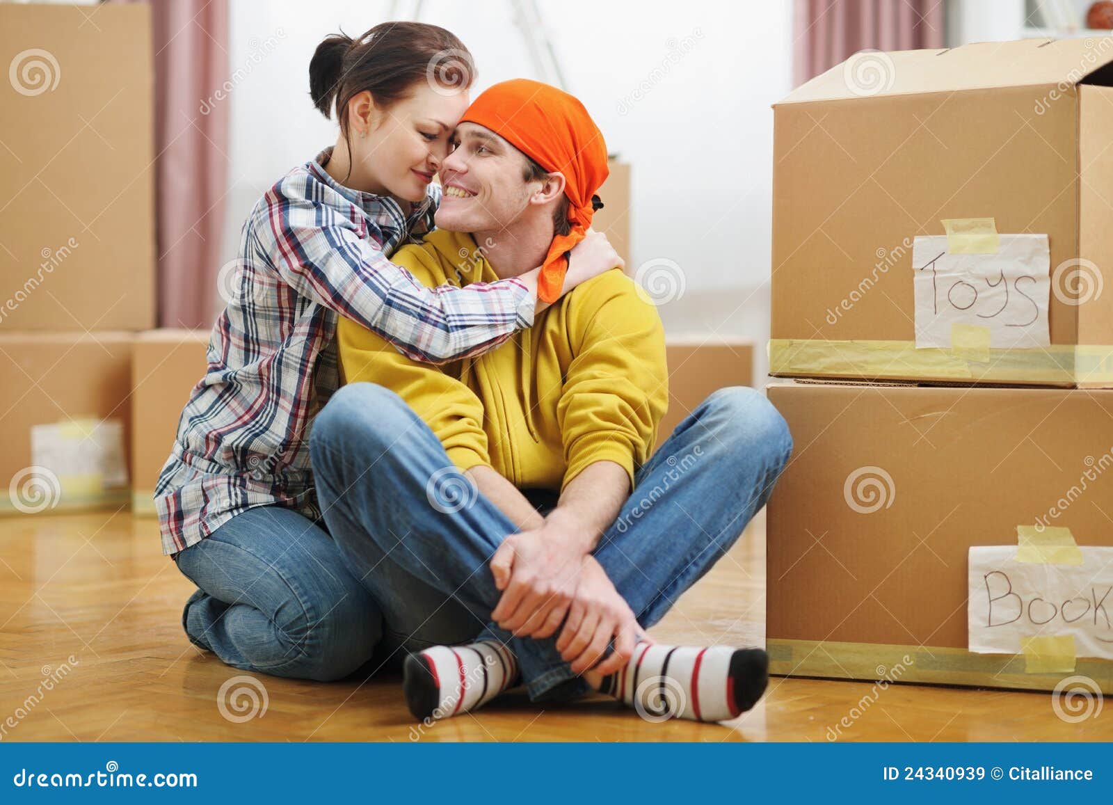 Portrait of Young Loving Couple Moving Stock Image - Image of beautiful ...