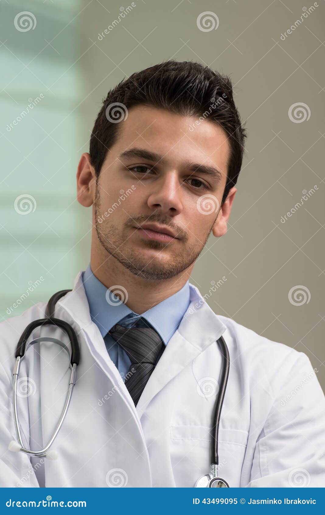 Portrait of Young Male Doctor Stock Image - Image of caucasian, black ...