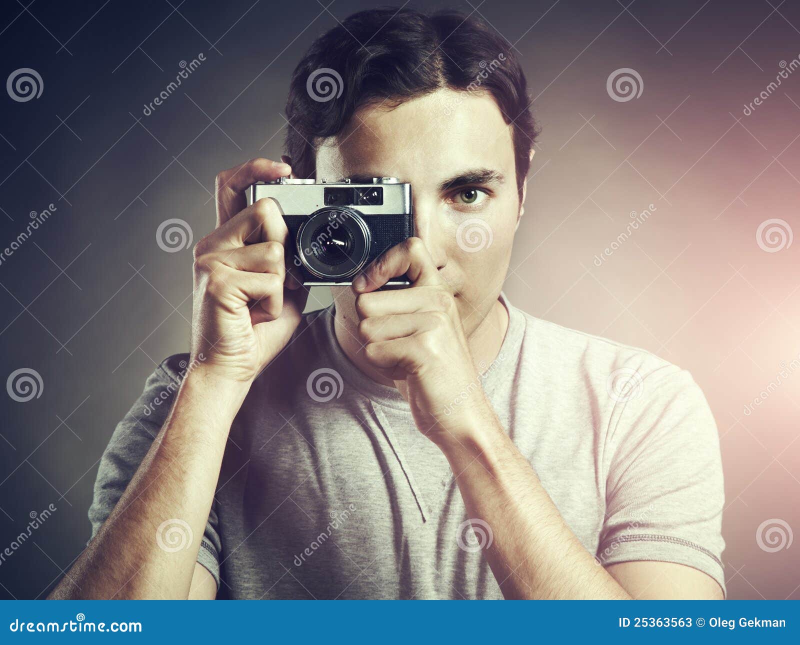 Portrait of Young Male Photographer with a Camera Stock Image - Image ...