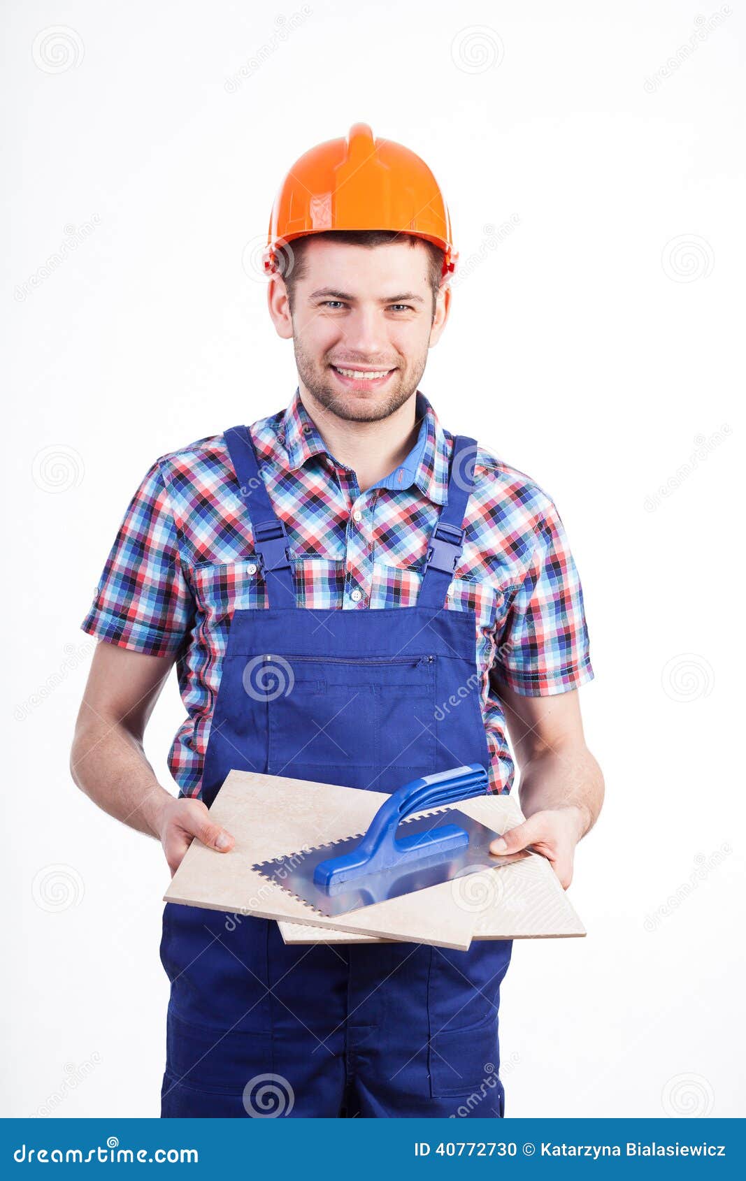 Portrait of a Young Male Tiler Stock Photo - Image of smile, hold: 40772730