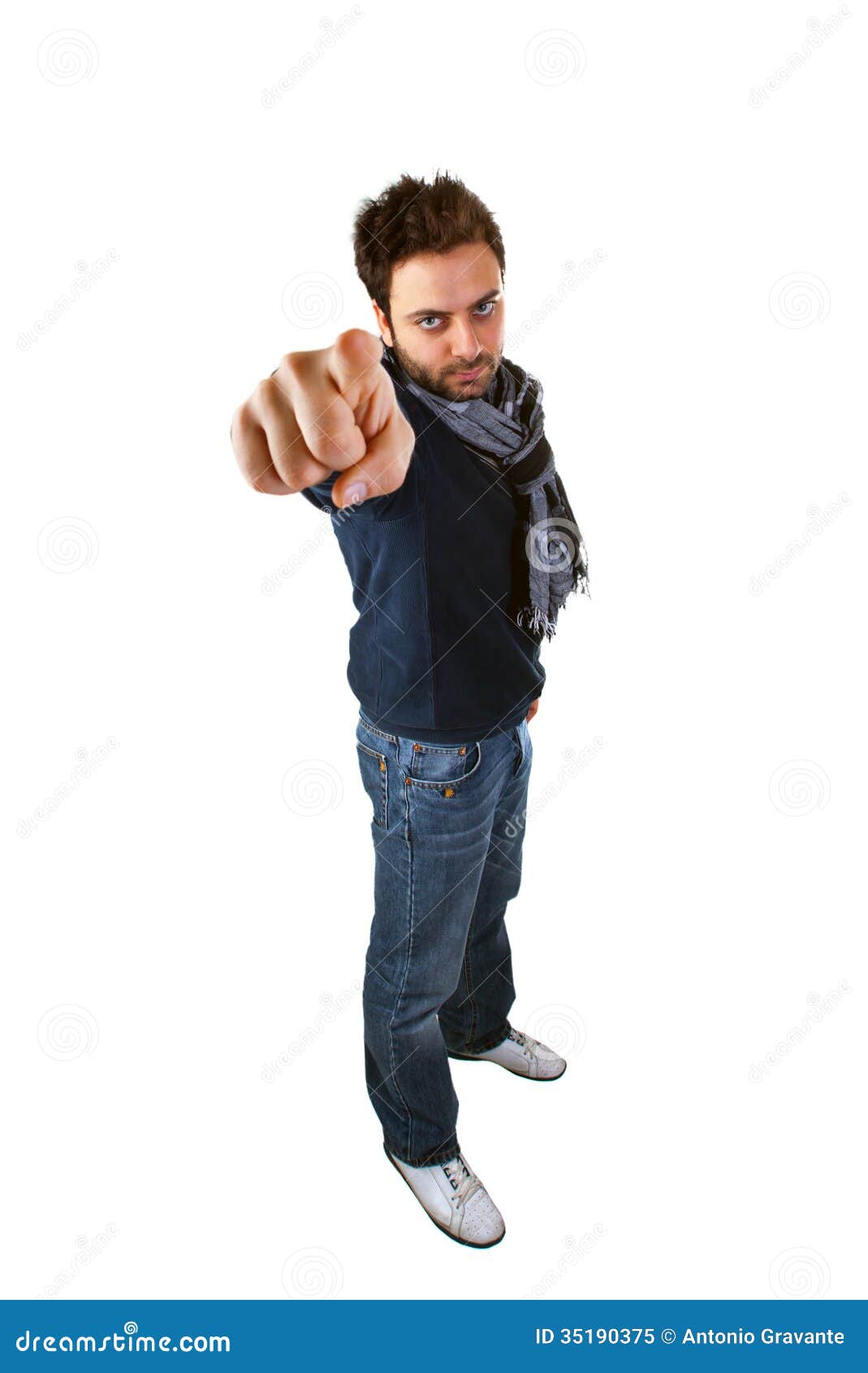 Portrait of a Young Man Accuses with the Finger Stock Image - Image of ...
