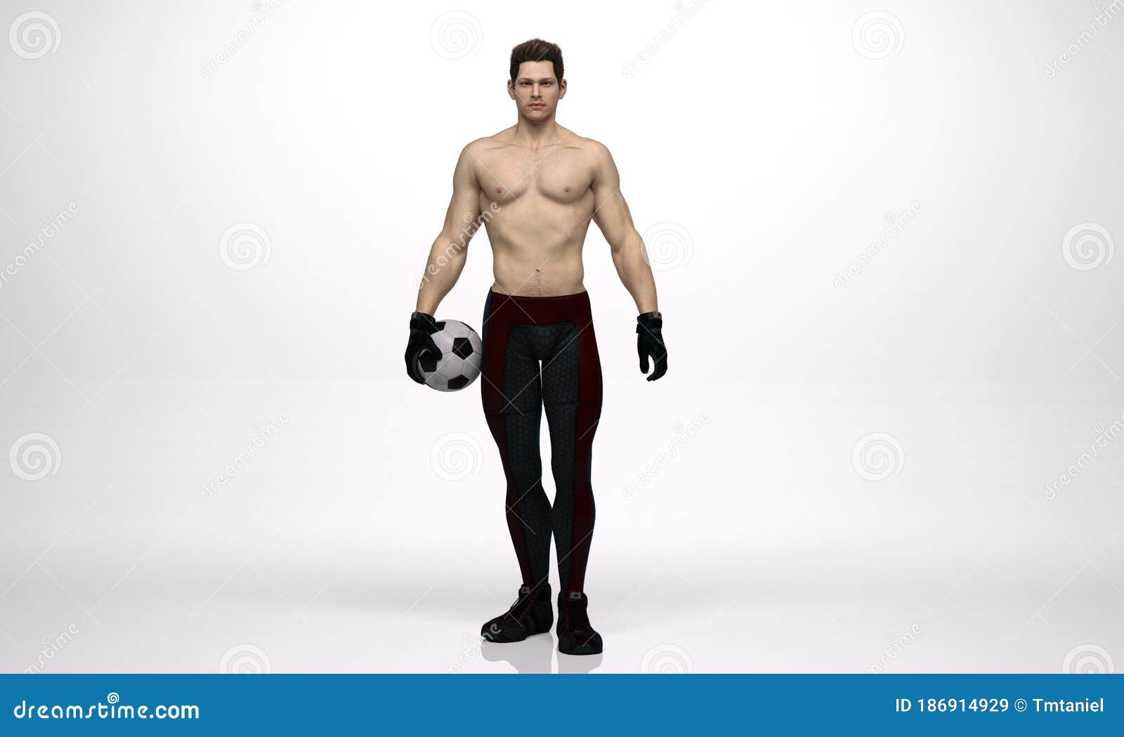 3D Render: a Portrait of a Young Man As a Soccer Player Stock ...