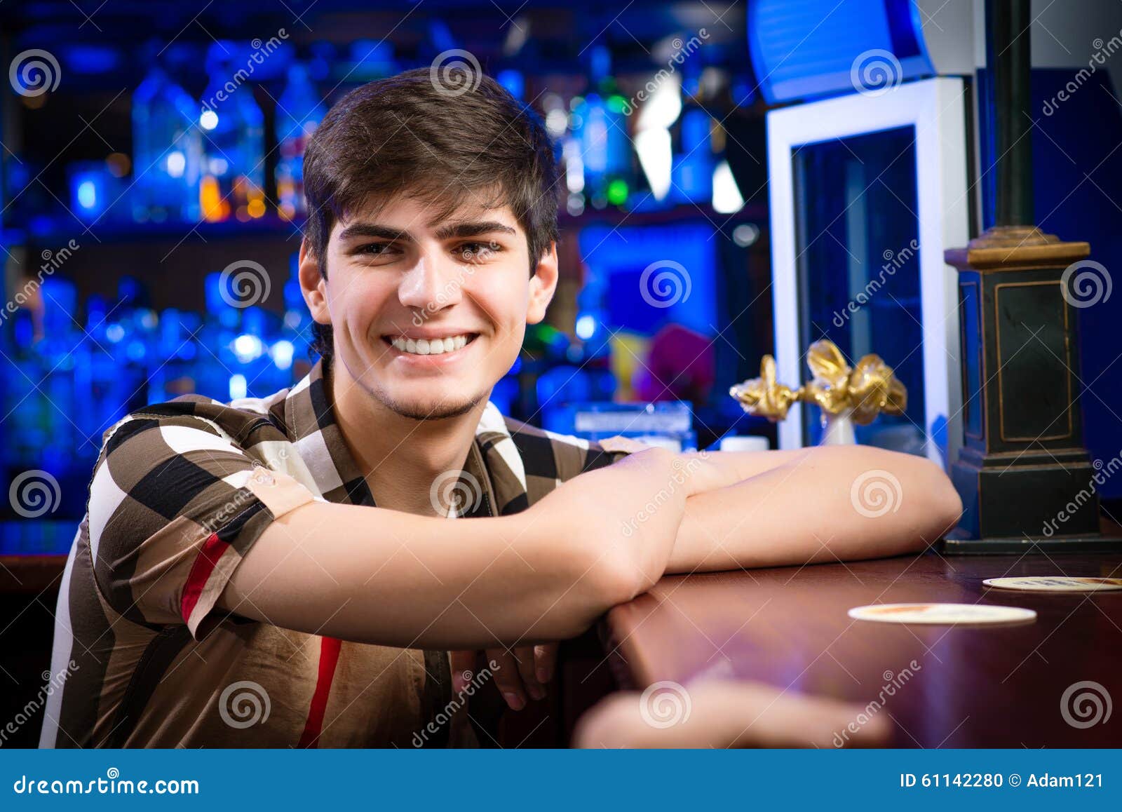 Portrait of a Young Man at the Bar Stock Photo - Image of alcohol, chat ...