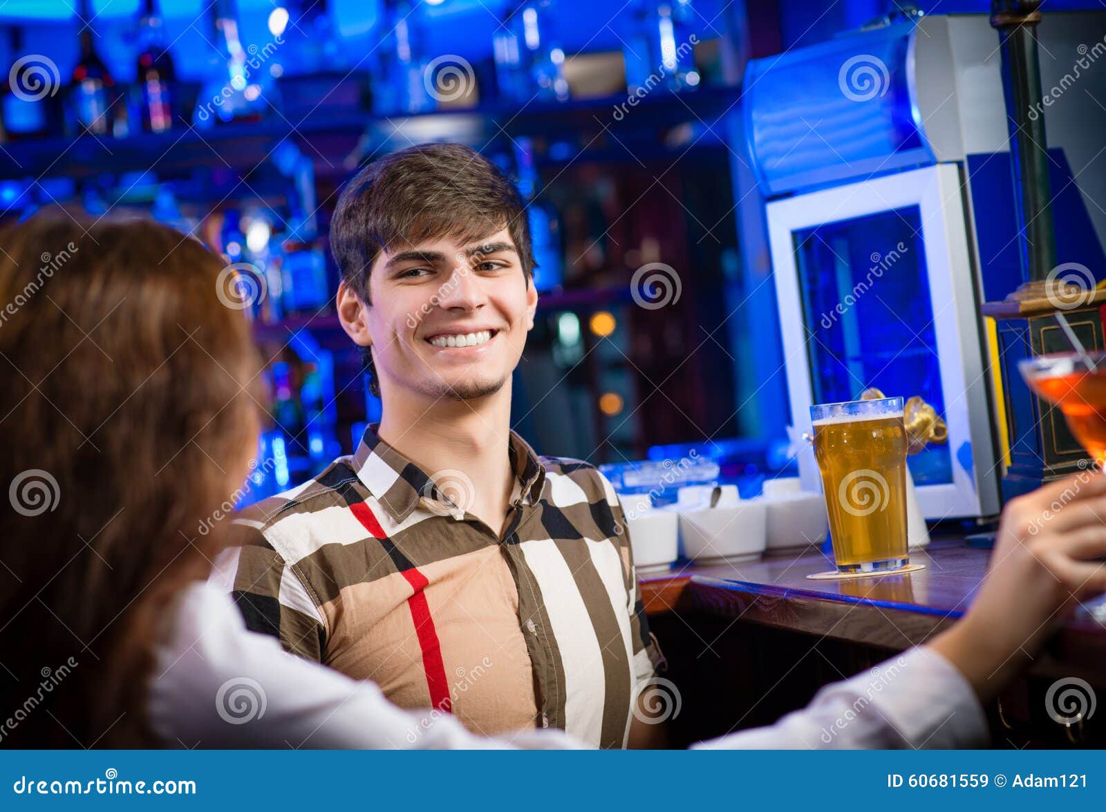 Portrait of a Young Man at the Bar Stock Image - Image of friends ...
