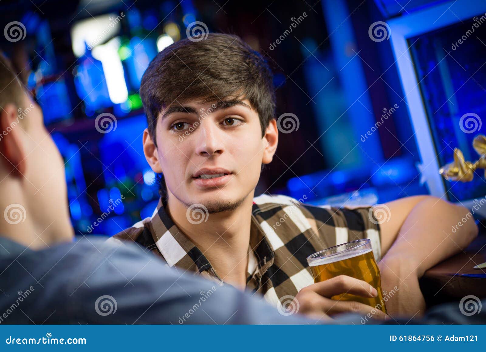 Portrait of a Young Man at the Bar Stock Photo - Image of club, beer ...
