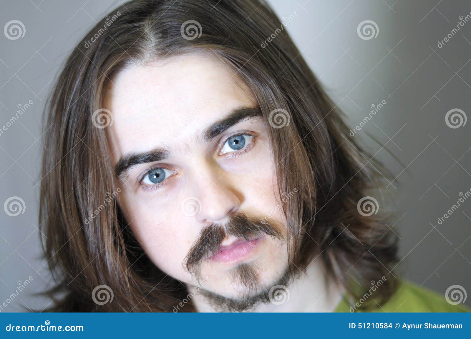 Portrait of Young Man with Beard Stock Photo - Image of face, blue ...
